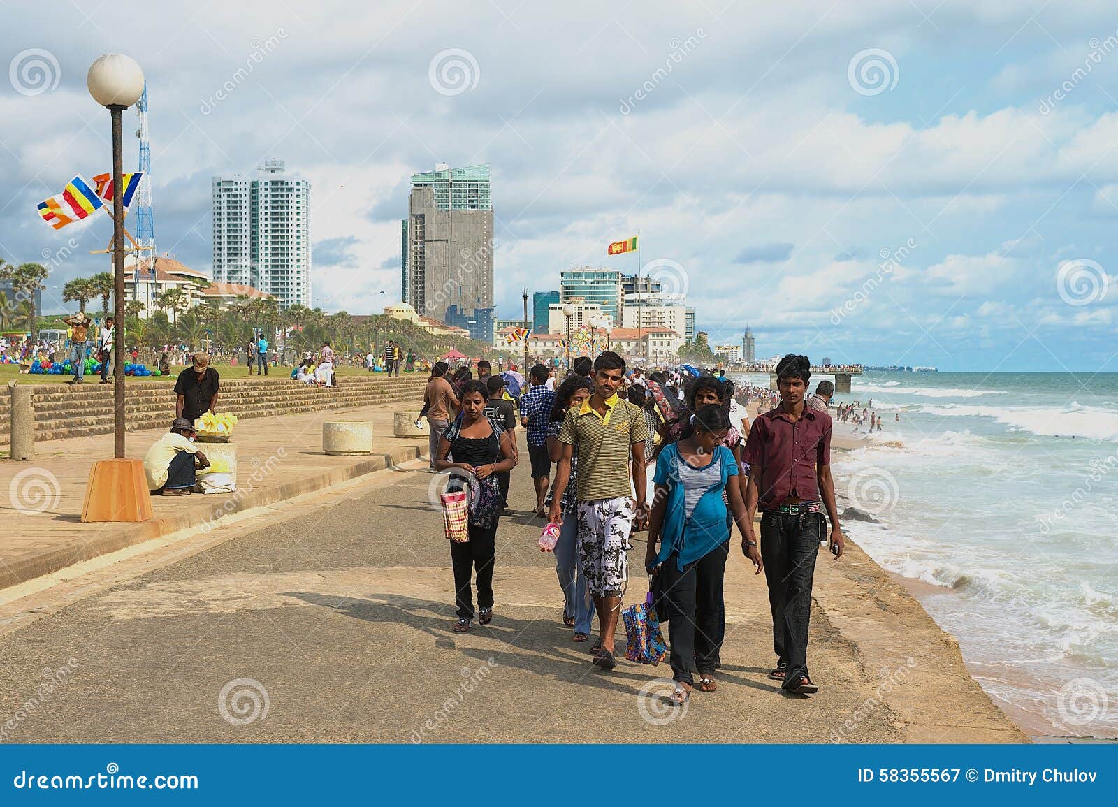 People Walk by the Seaside in Colombo, Sri Lanka. Editorial Photography ...