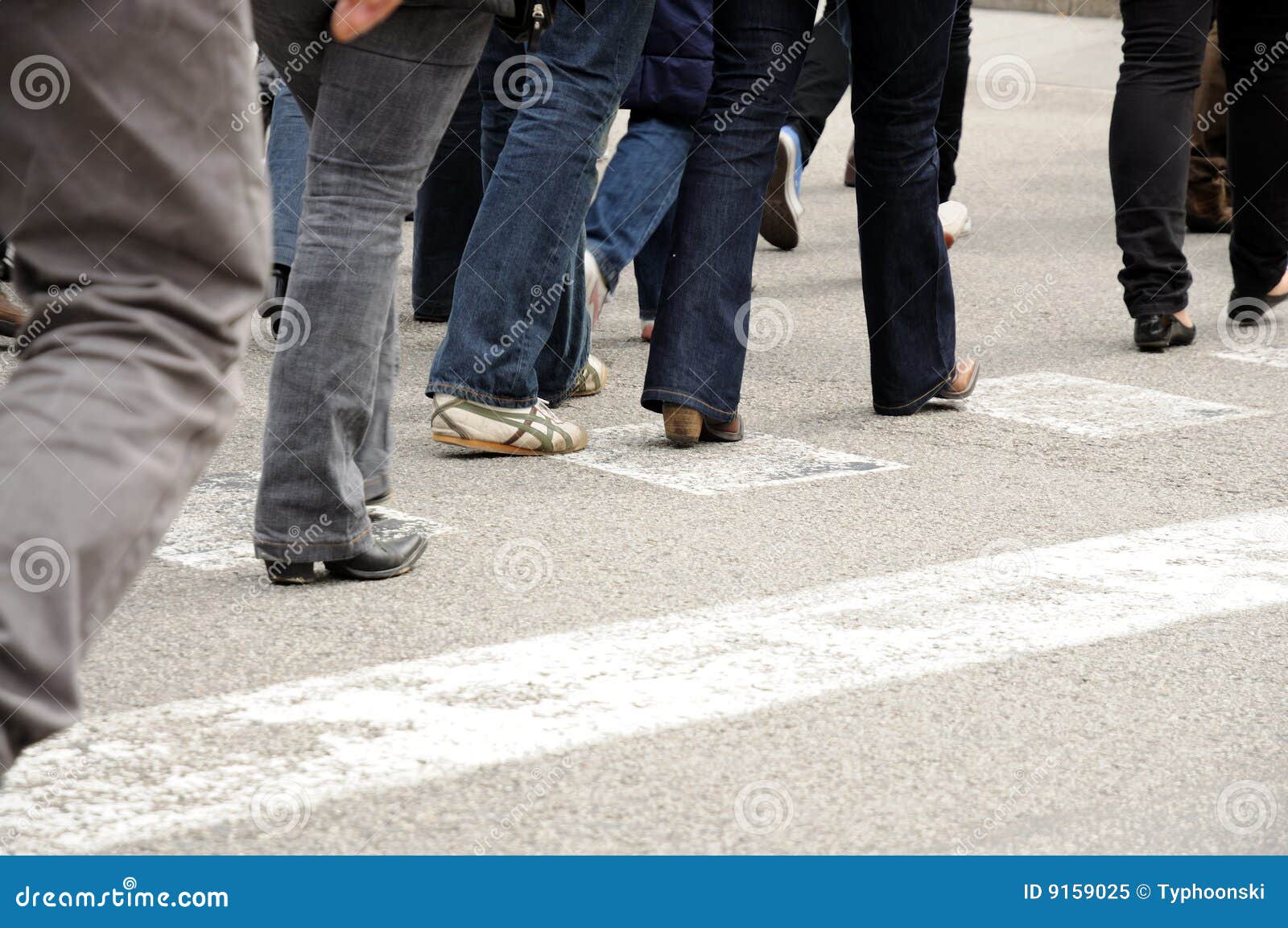 People Walking Across the Street Stock Image - Image of denim, crossing ...