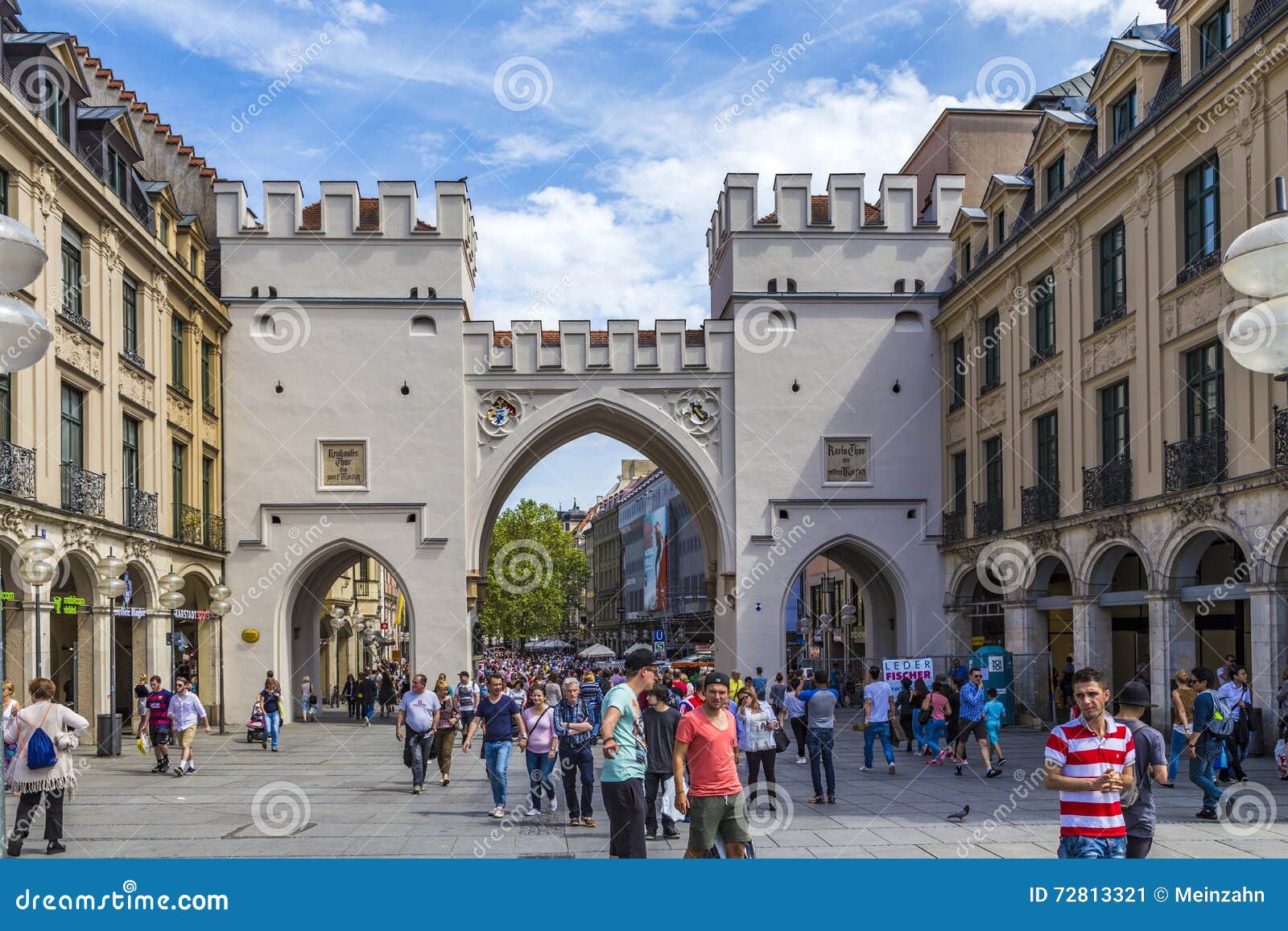 People Walking Along through the Karlstor Gate in Munich Editorial ...