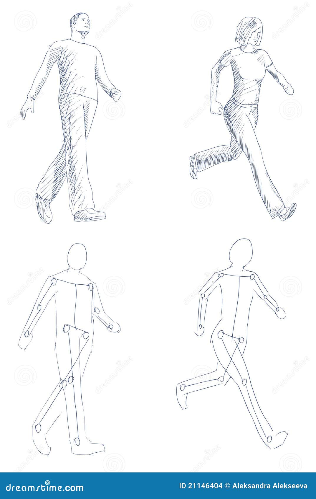 People Walking Artistic Sketch with Shading Stock Vector - Illustration ...