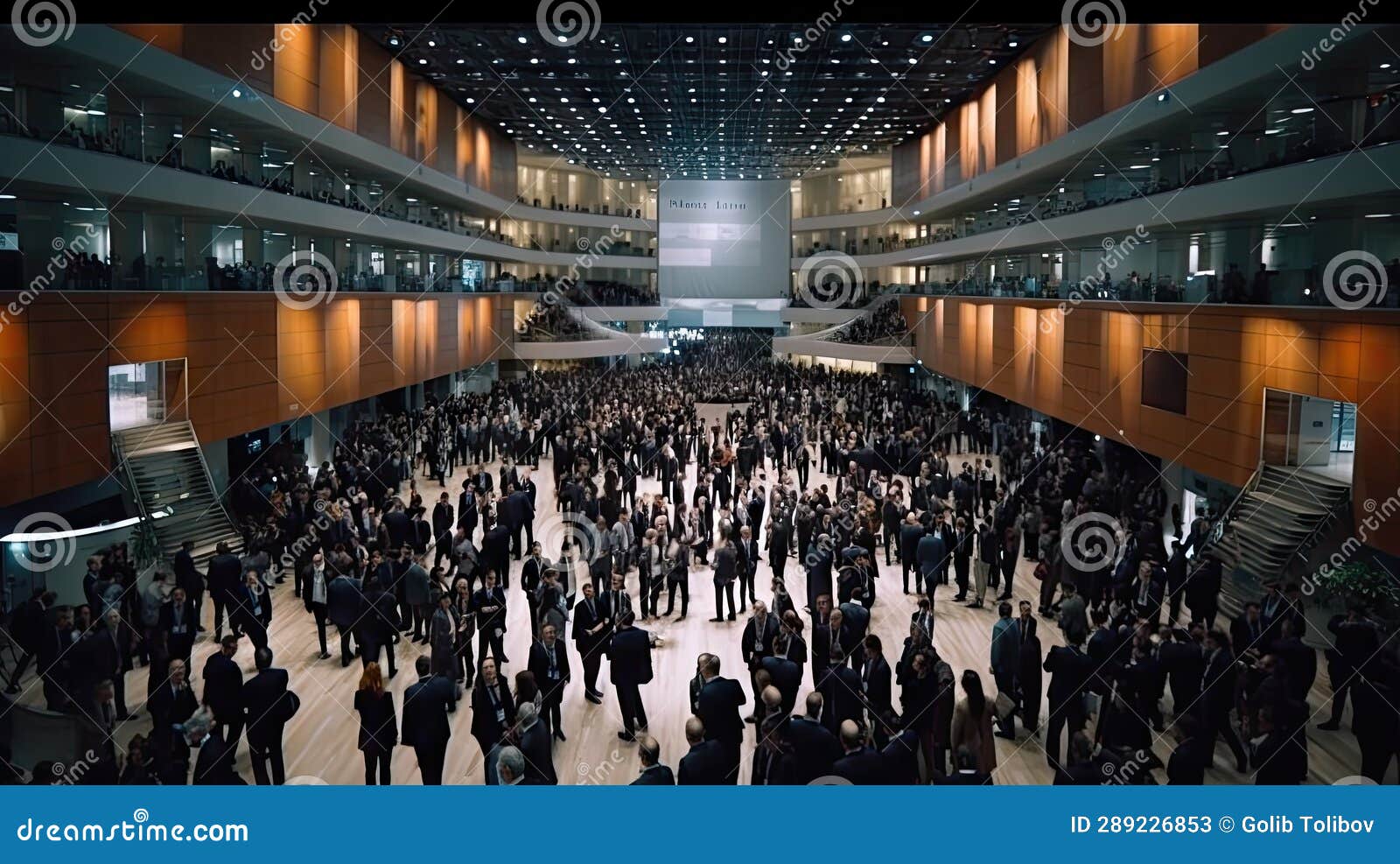 A Crowd of People in a Large Building Stock Image - Image of crowd ...