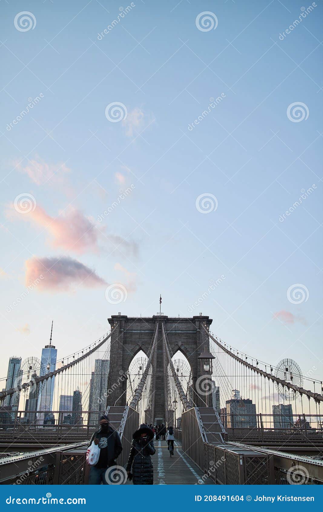 People Walking on Bridge in New York Editorial Stock Image - Image of ...