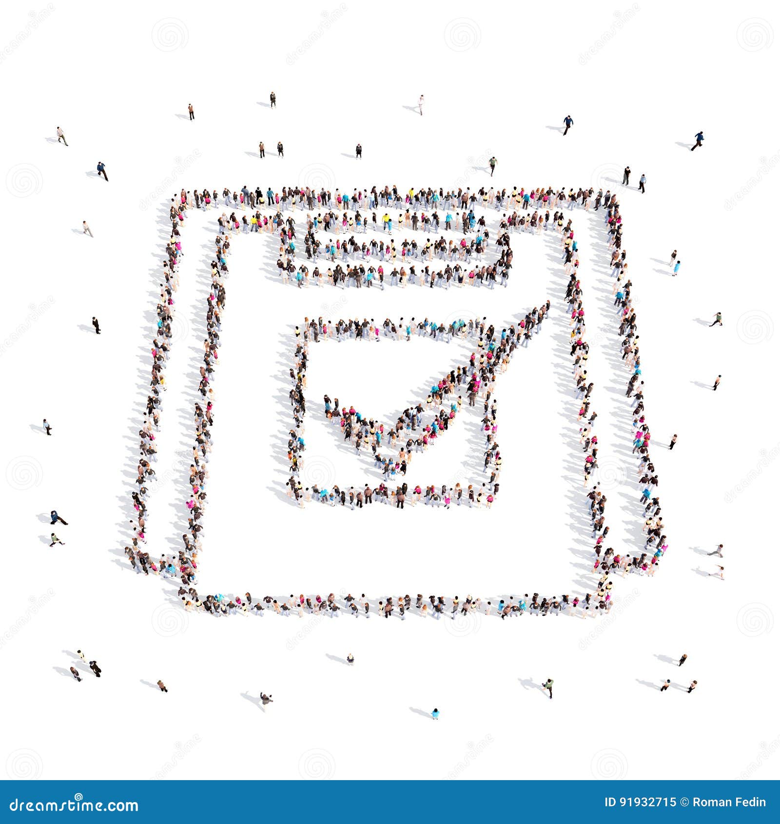 People Walking in Check Mark .3D Illustration. Stock Illustration ...