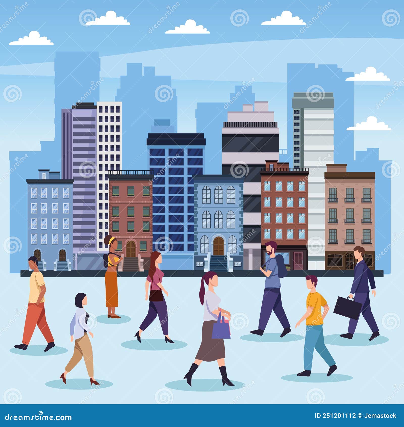 People walking on the city stock vector. Illustration of guys - 251201112