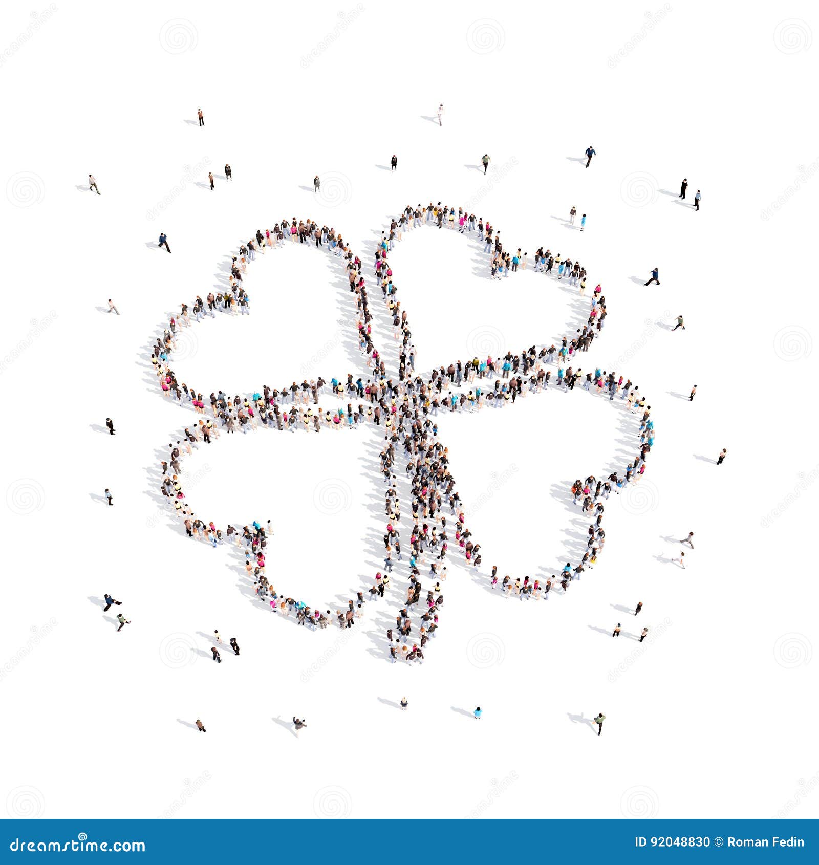 People Walking in Clover . 3D Rendering. Stock Illustration ...