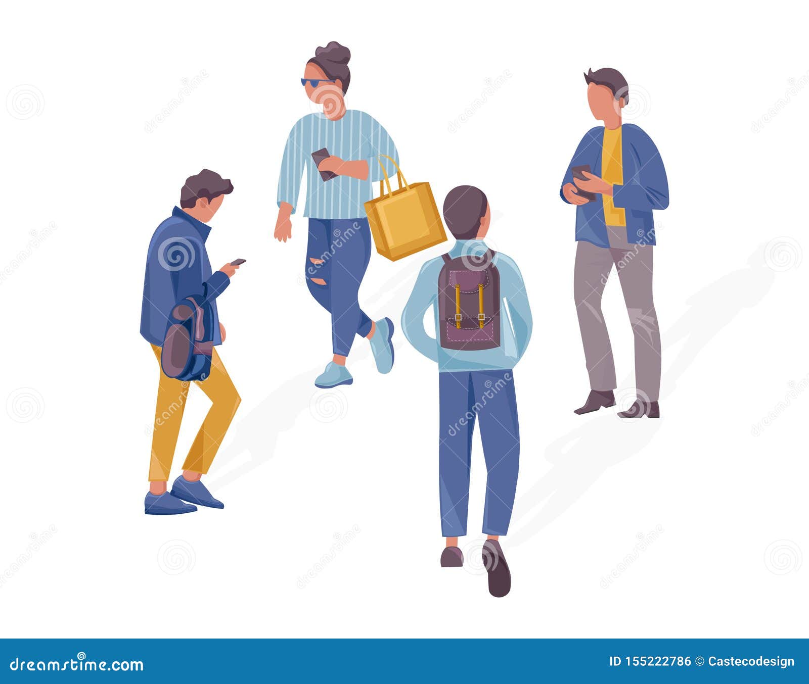 People Walking Concept Vector Flat Style Illustrations. Set Collection ...