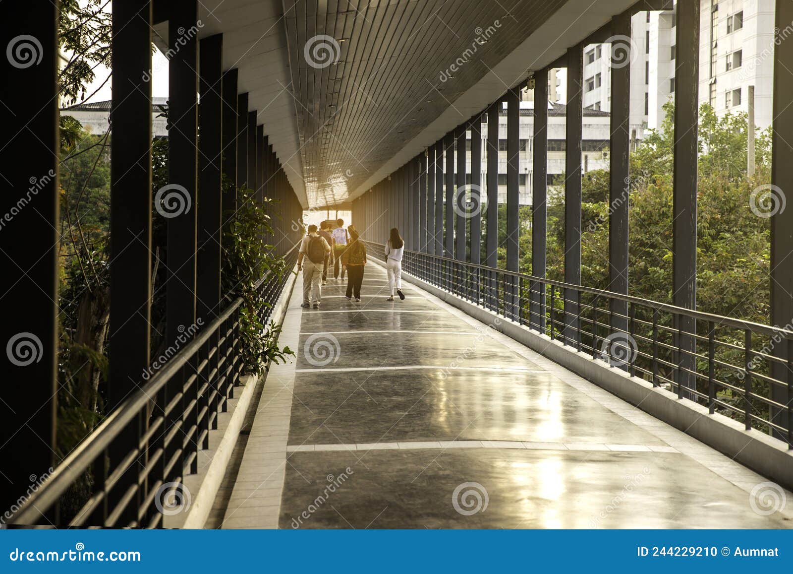People Walking on a Corridor for Passage into the Building Stock Photo ...
