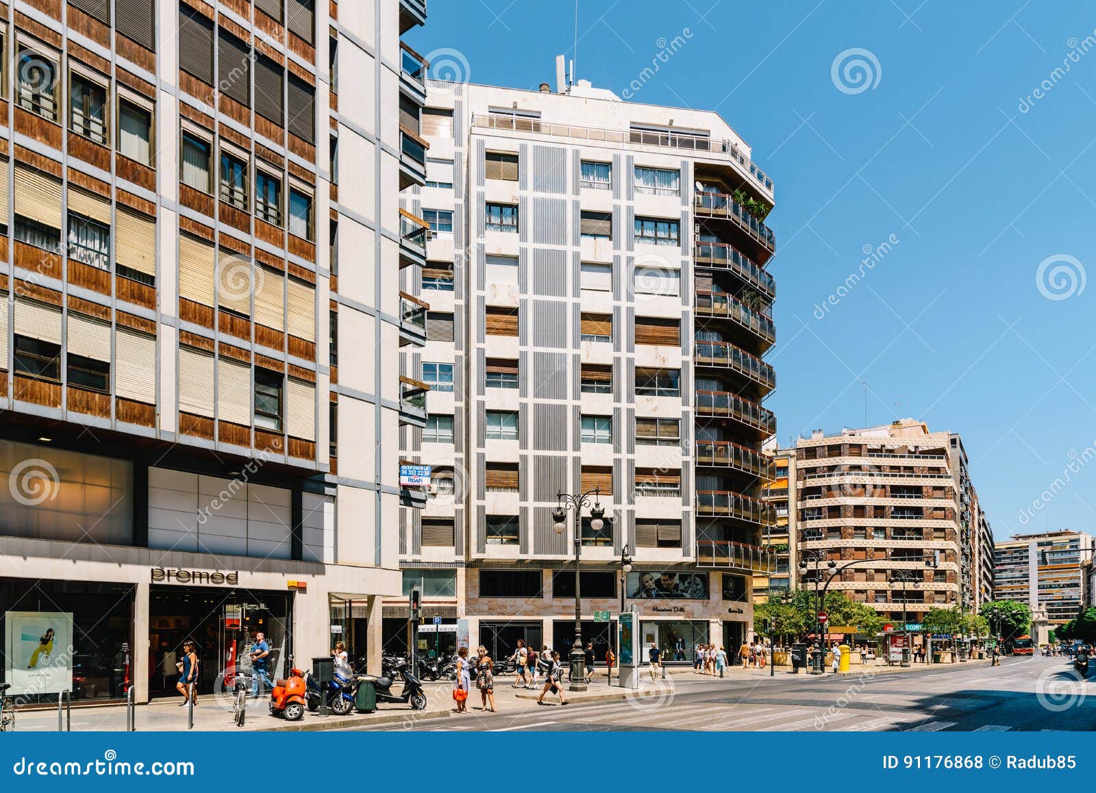 People Walking Downtown Valencia City in Spain Editorial Stock Photo ...