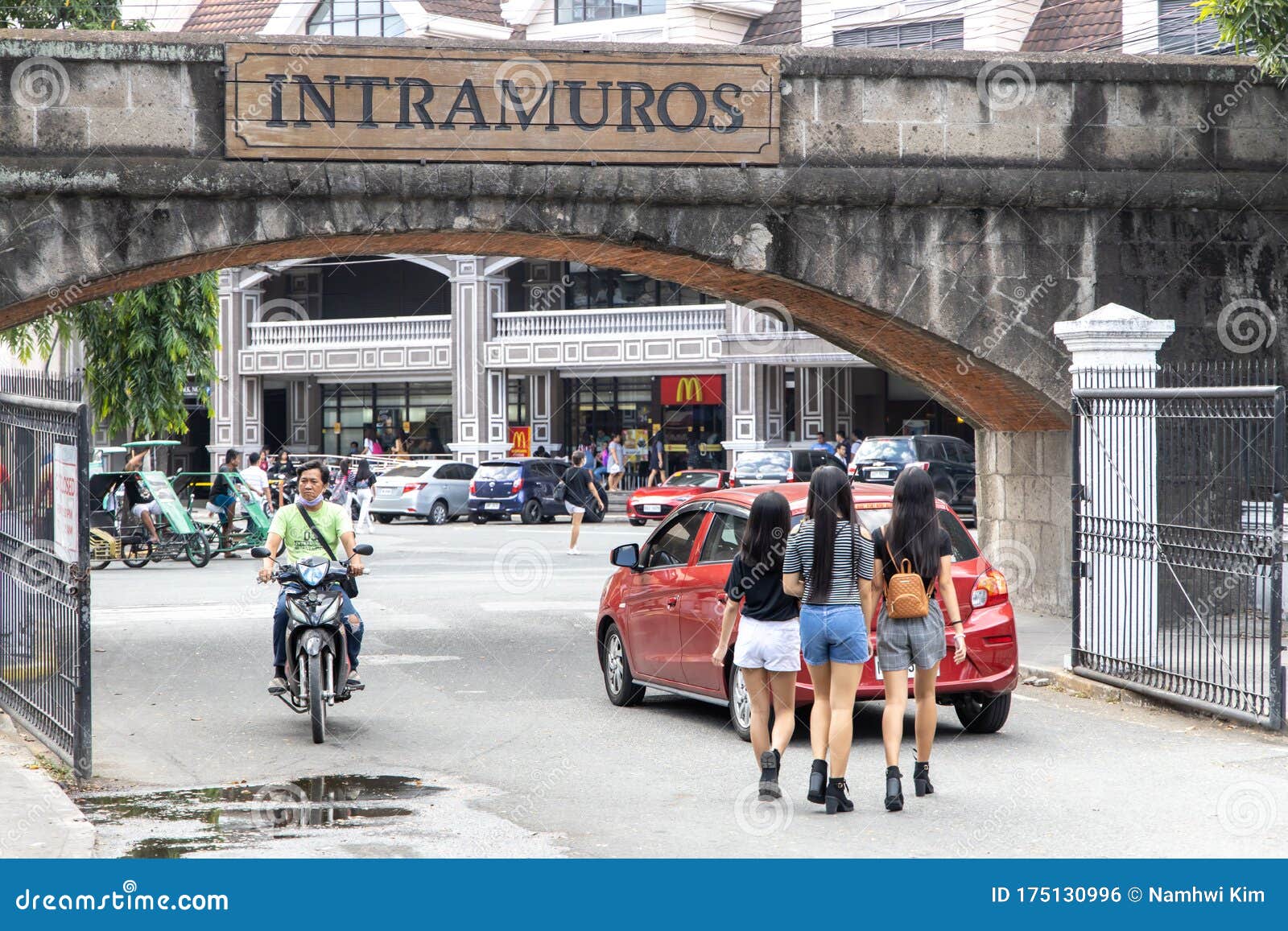 People Walking Inside Intramuros, Manila, Philippines, Feb 22,2020 ...