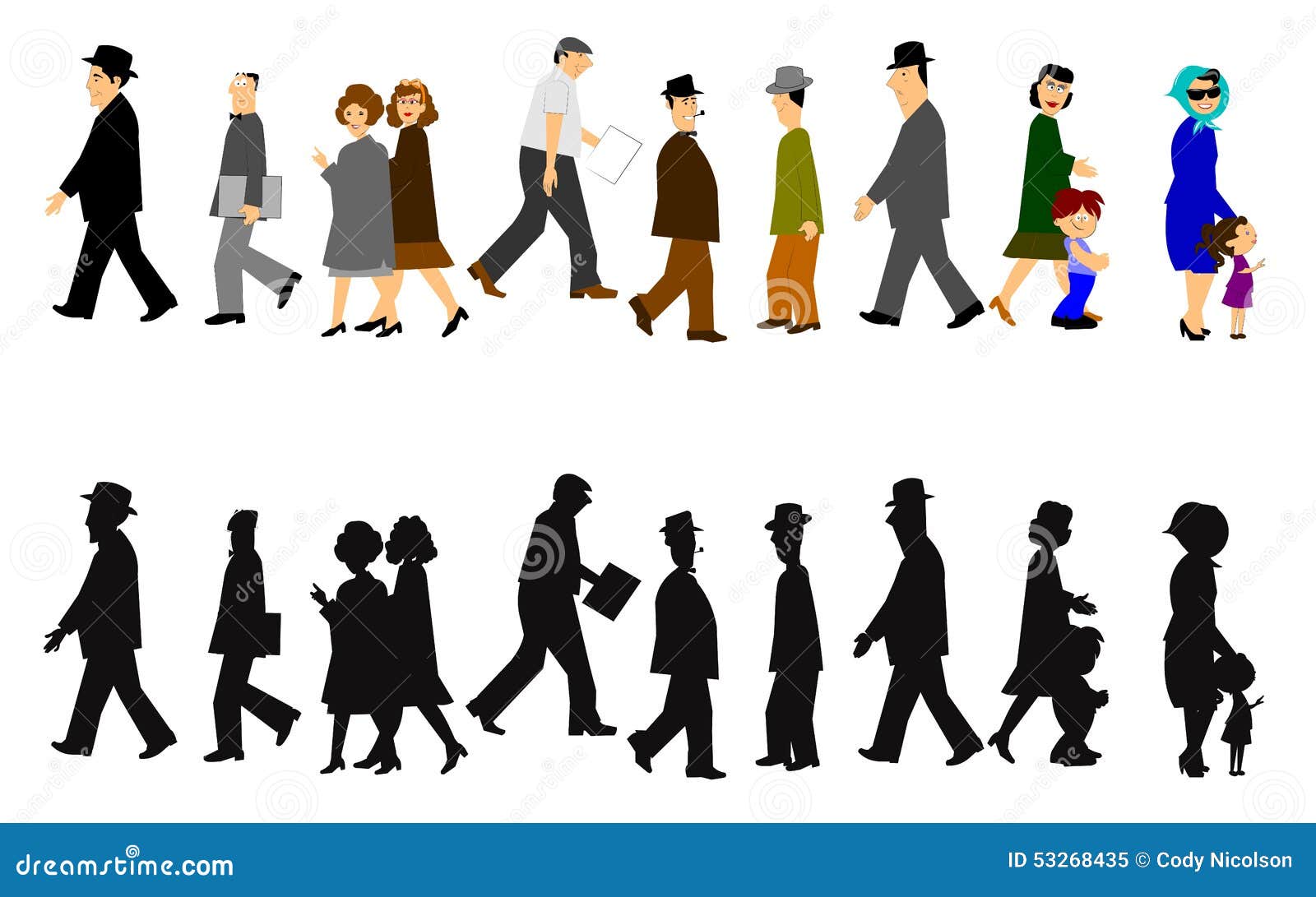 People walking stock illustration. Illustration of ladies - 53268435