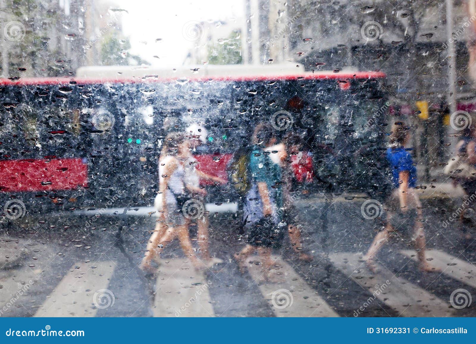 People Walking in the Rain in the City Stock Image - Image of bleached ...