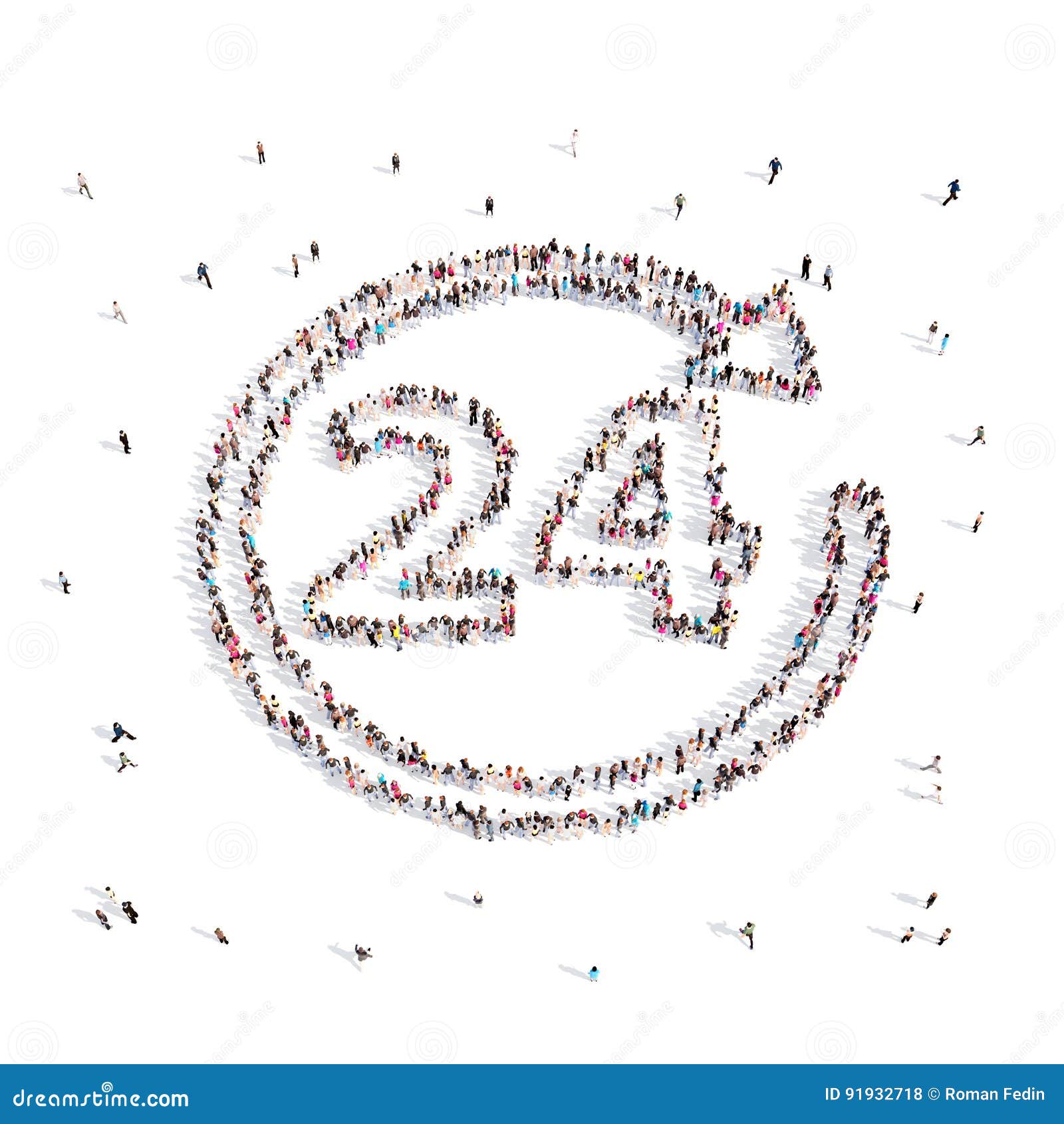 People Walking in Round the Clock .3D Illustration. Stock Illustration ...