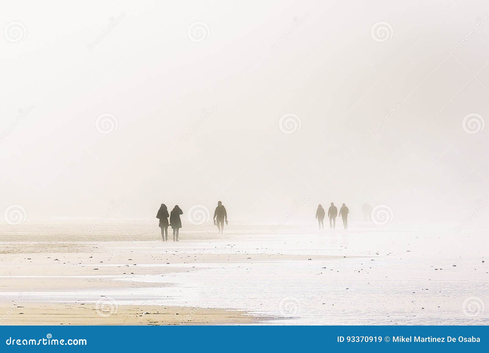 People Walking with Sandstorm on Beach Stock Image - Image of storm ...