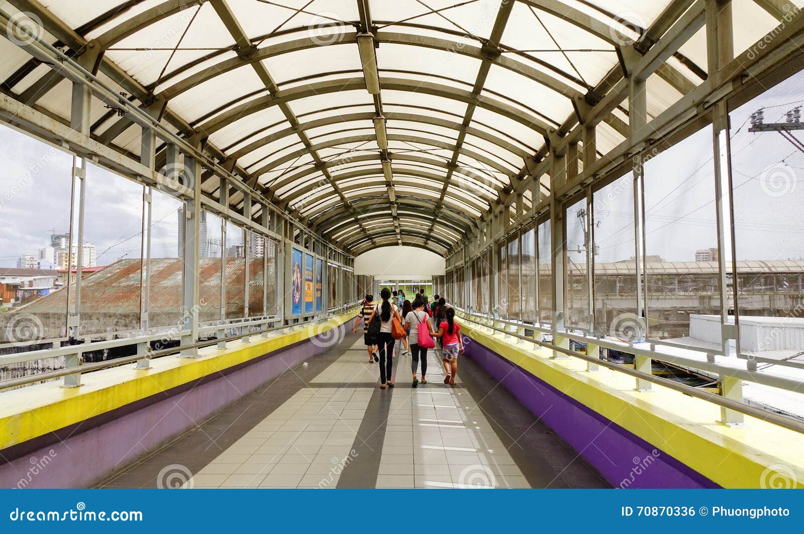 BTS Skytrain At A Station In The City Centre As The Rail Network ...