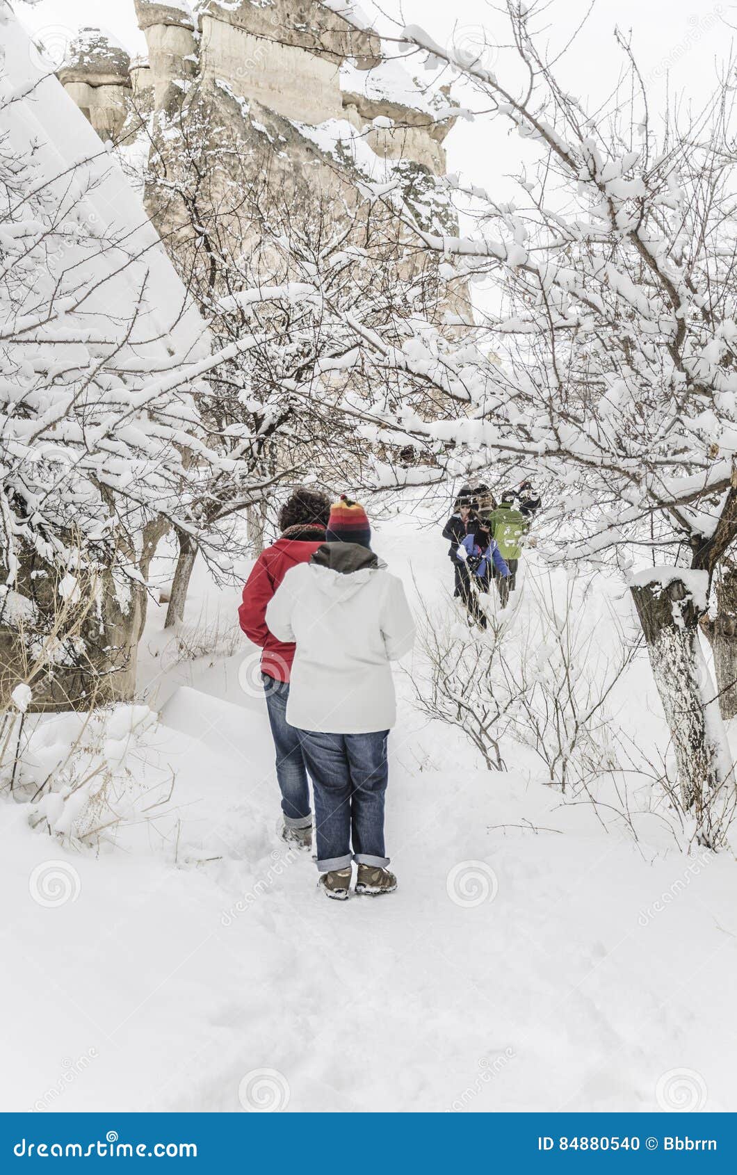 People walking on snow stock photo. Image of cappadocia - 84880540