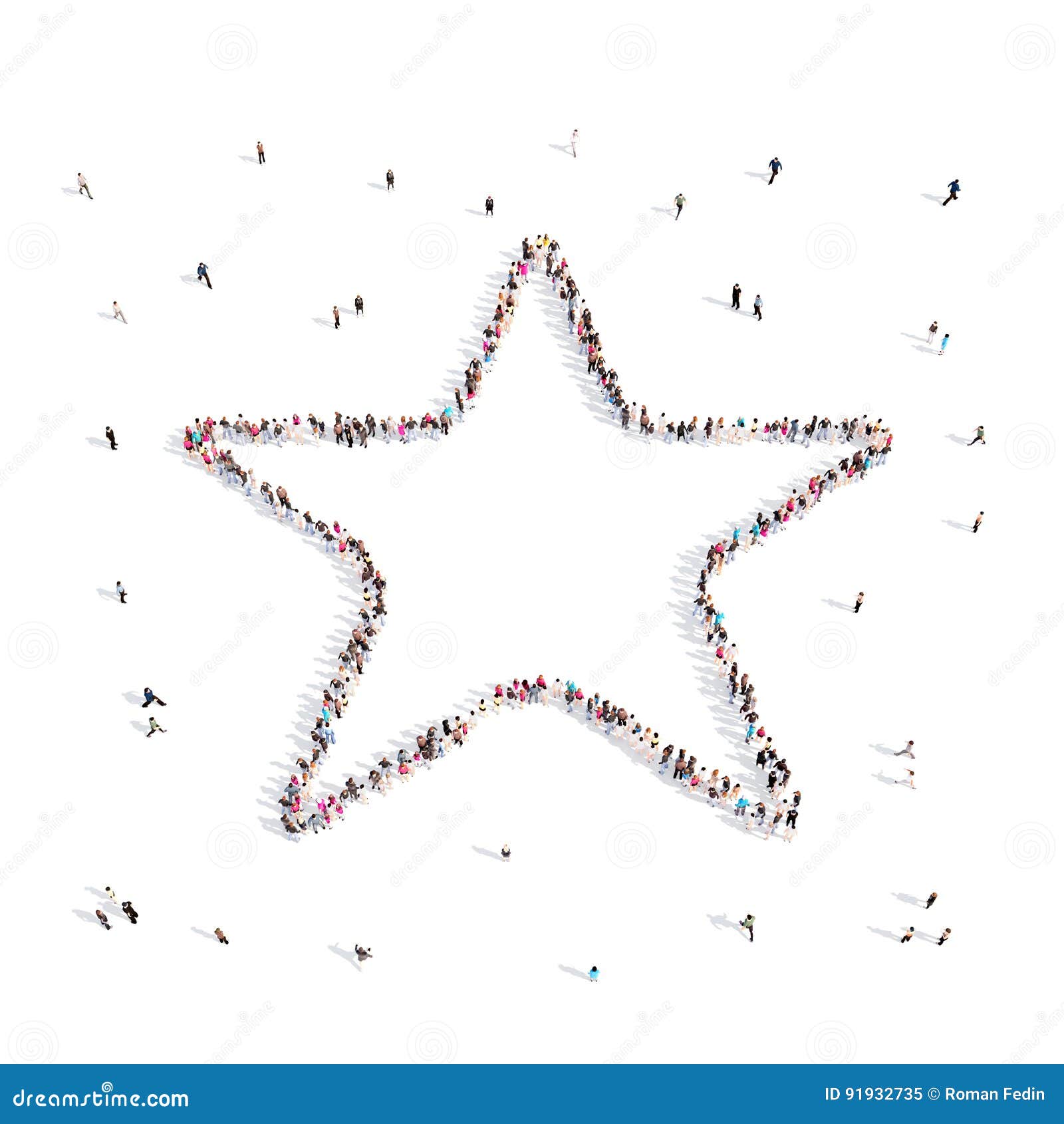 People Walking in Star .3D Illustration. Stock Illustration ...