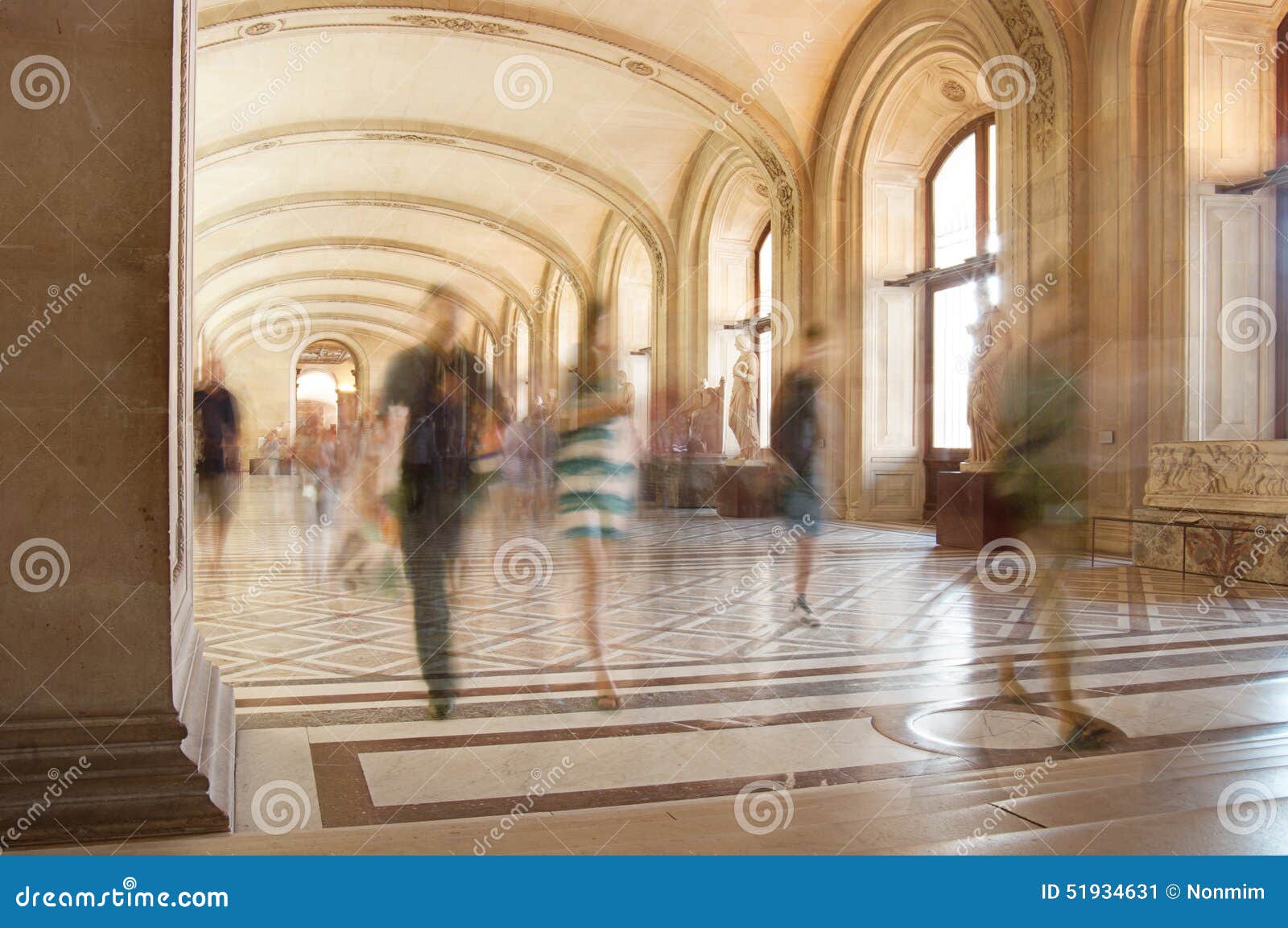 People Walking Throw the Louvre Museum Halls Stock Image - Image of ...