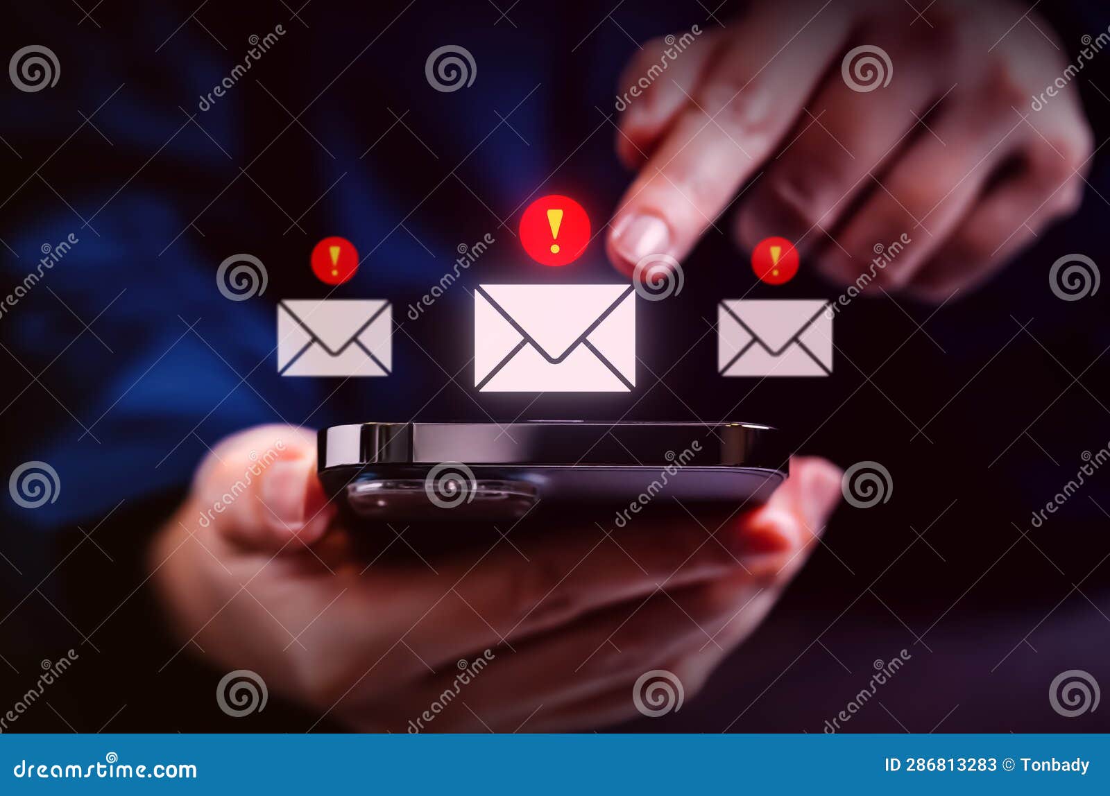 People with Warning Notification and Spam Message Icon. Stock ...