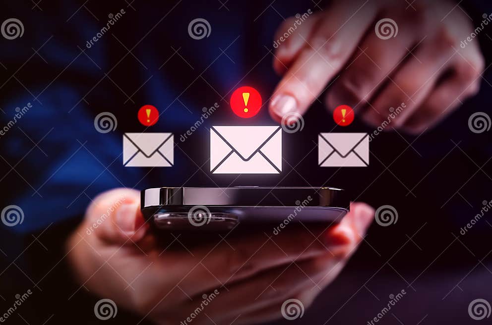 People with Warning Notification and Spam Message Icon. Stock ...