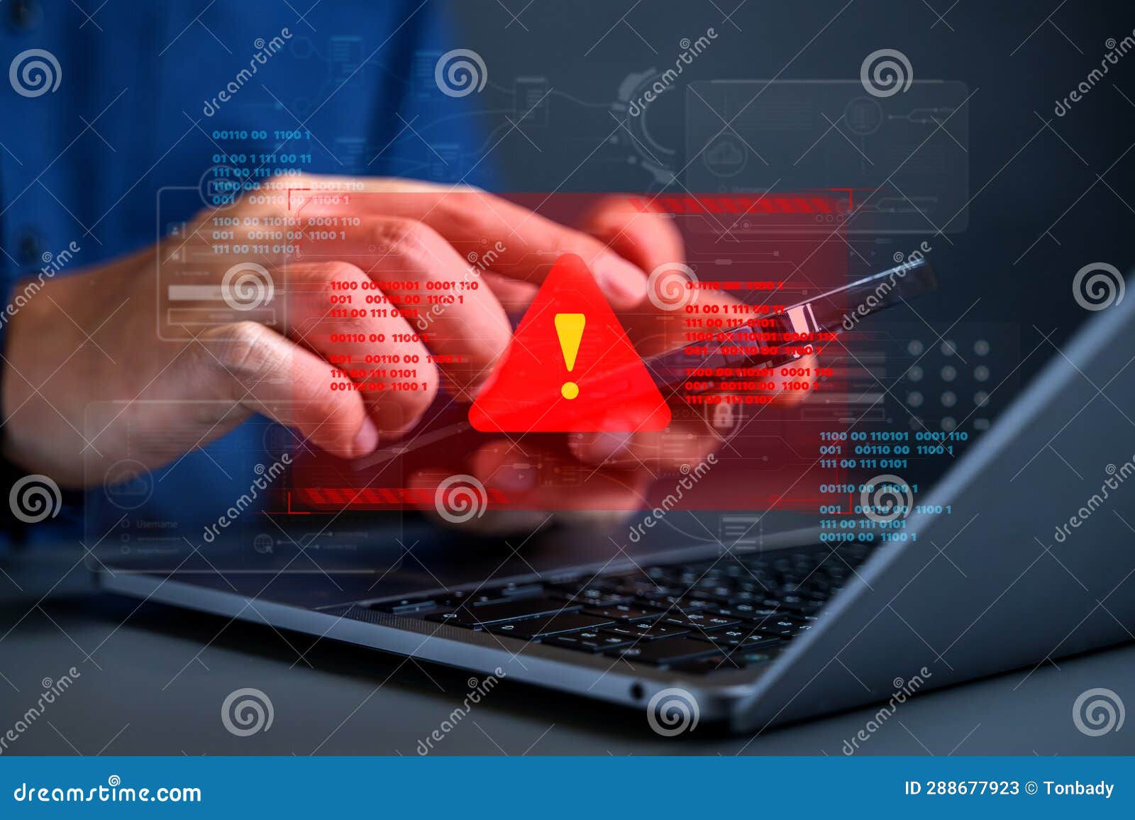 People with Warning Notification and Spam Message Icon on Laptop. Stock ...