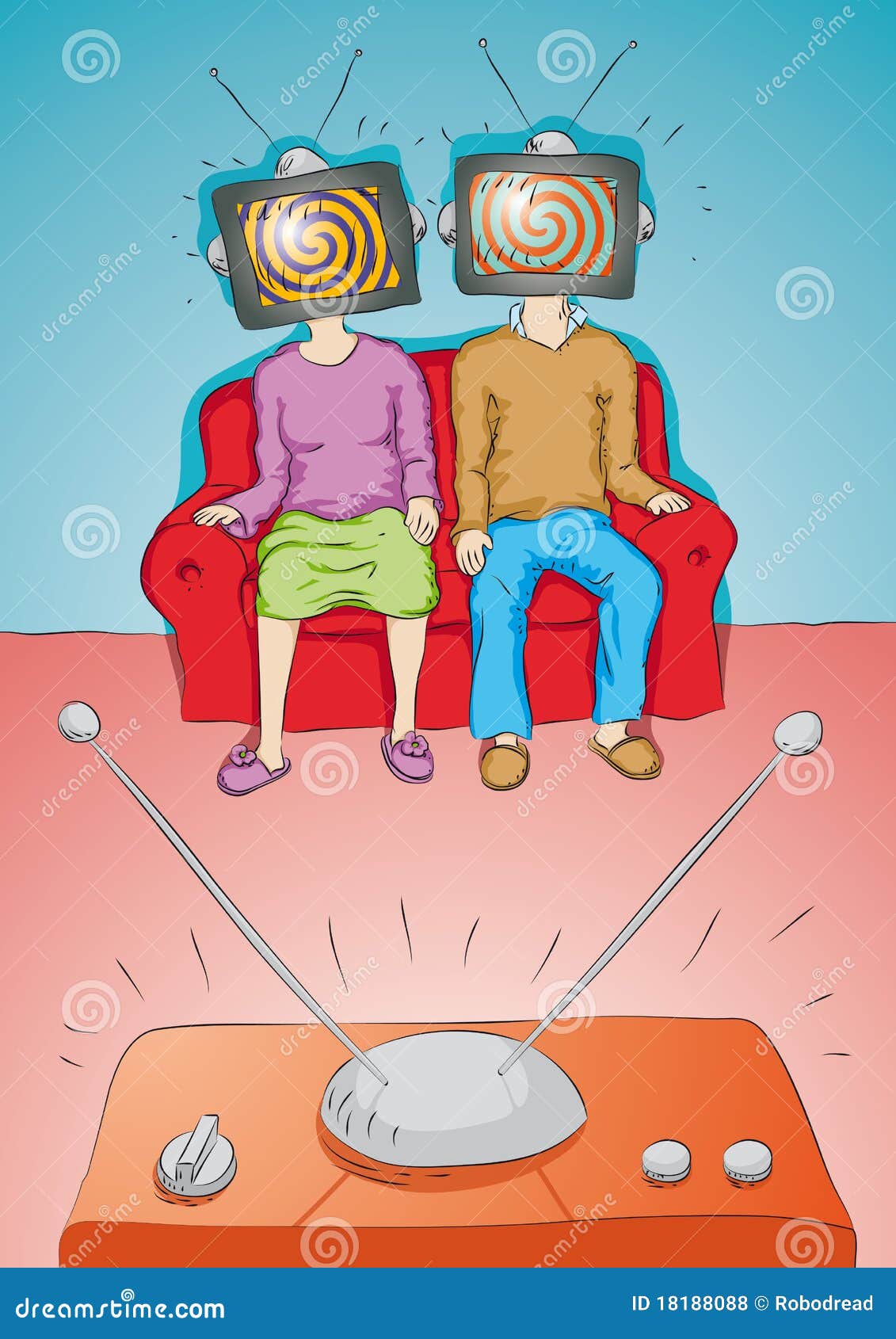 People watch TV stock vector. Illustration of cartoon - 18188088