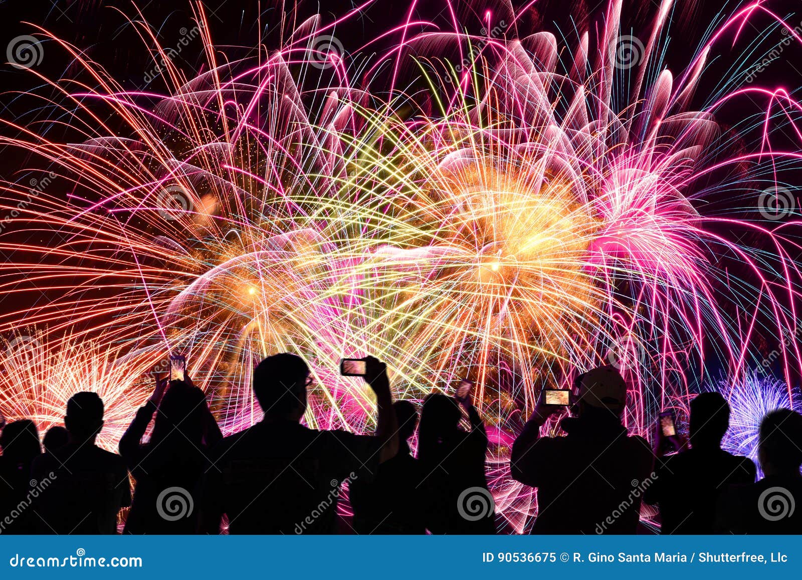 People Watching Fireworks Display Stock Image - Image of event, happy ...