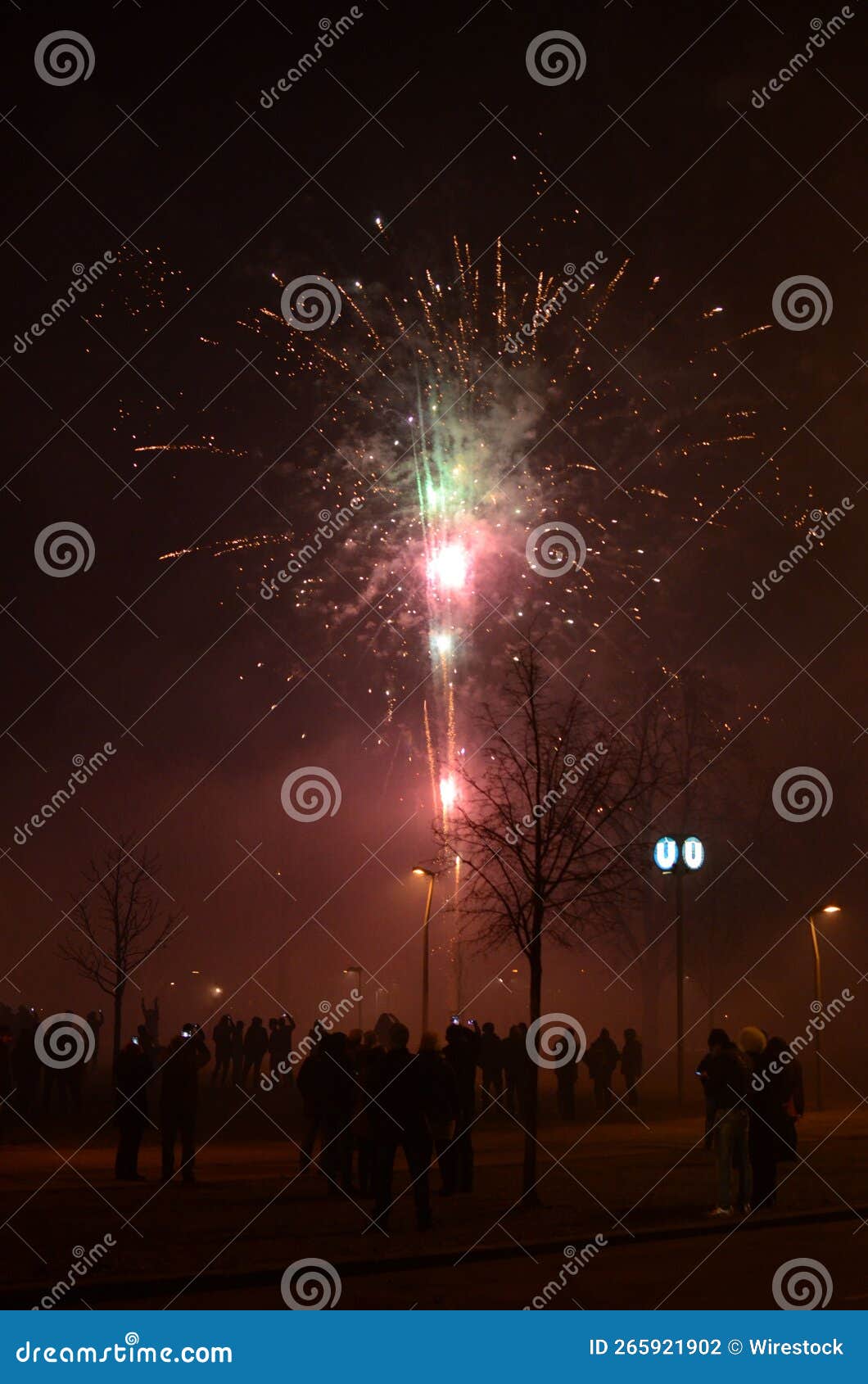People Watching the Fireworks Display in the Night Sky Stock Photo ...