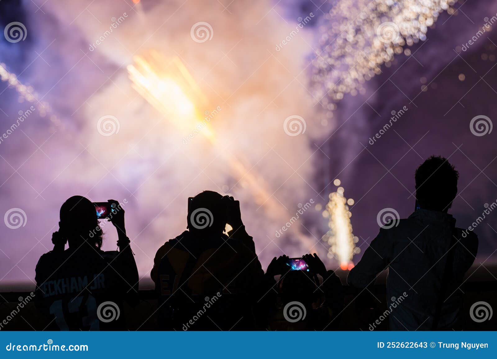 People Watching Fireworks Display Stock Image - Image of territory ...