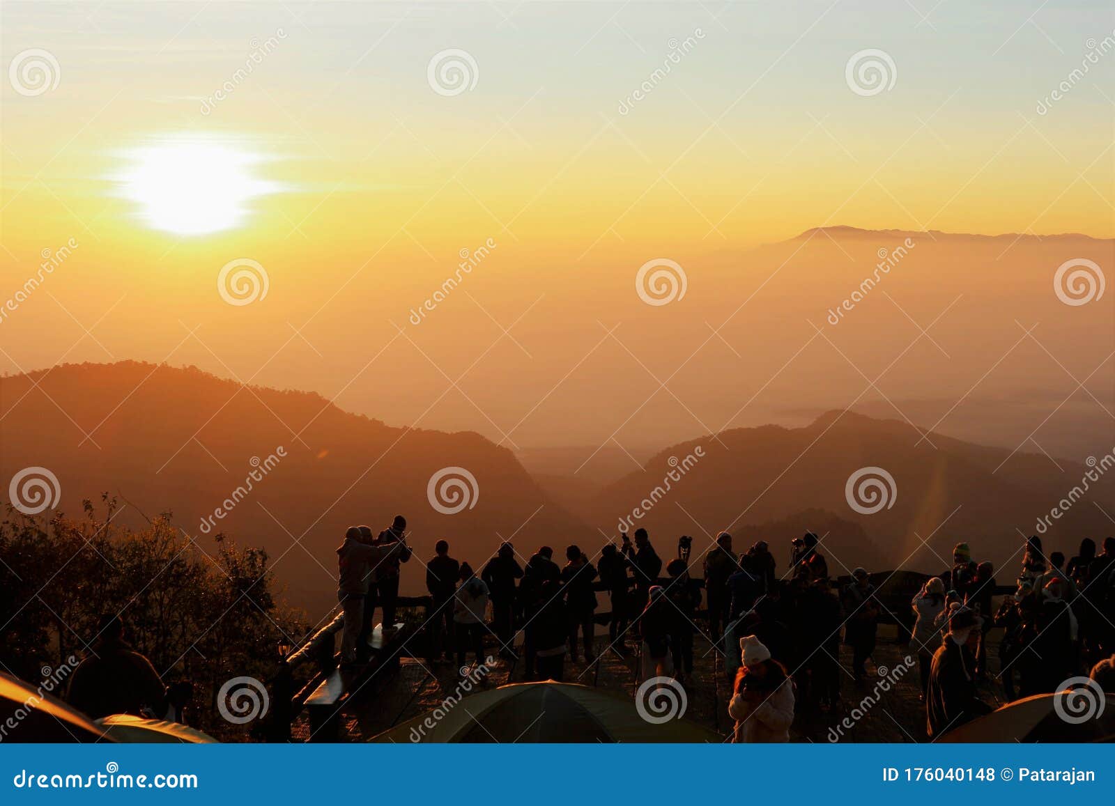 People are Watching the First Light from the Sunset at DOI ANGKANG ...