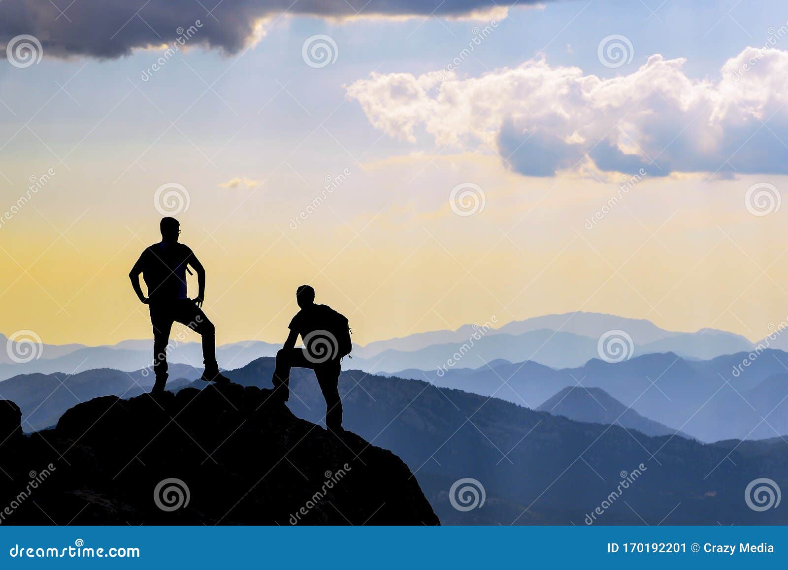 People Watching the Scenery from the Summit and Their Proud, Successful ...