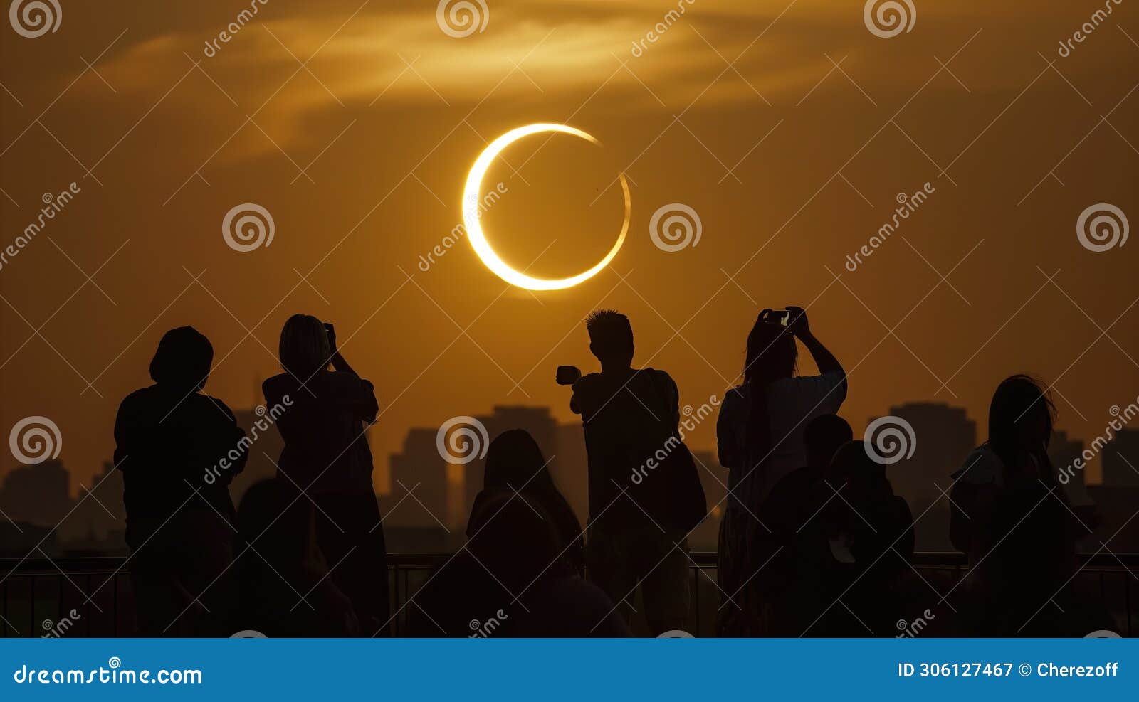People Watching a Solar Eclipse Stock Illustration - Illustration of ...