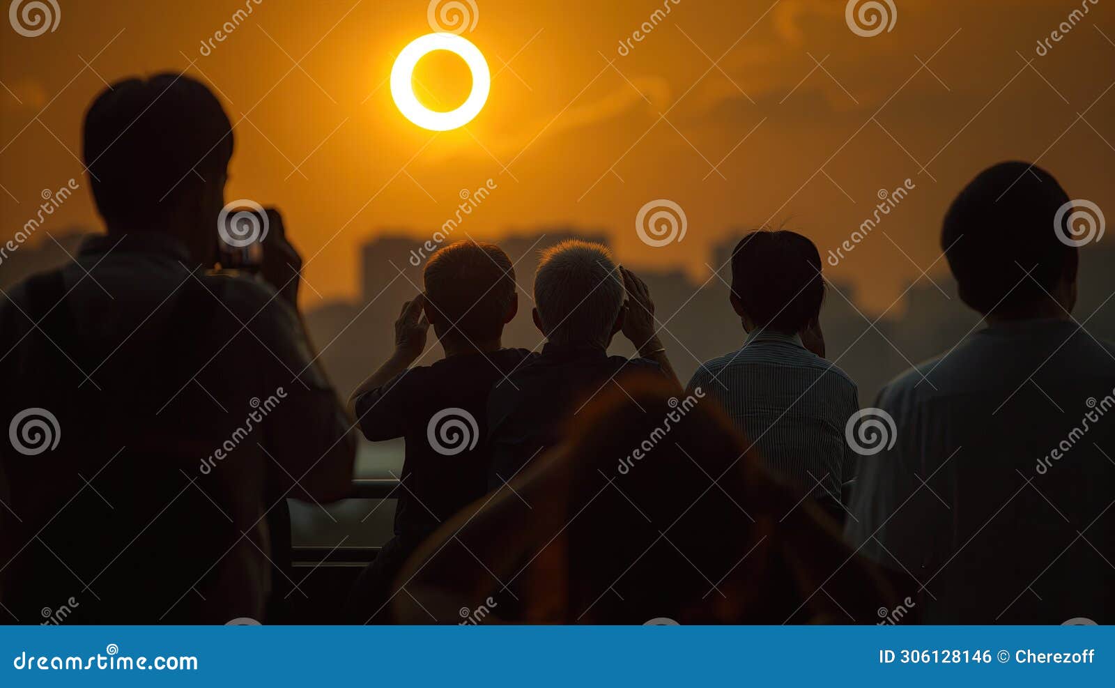 People Watching a Solar Eclipse Stock Illustration - Illustration of ...