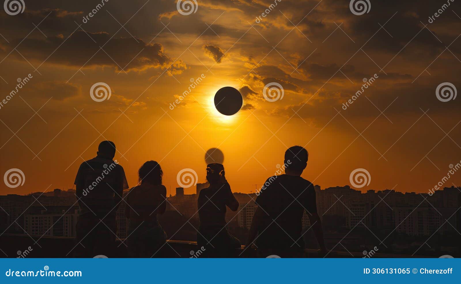 People Watching a Solar Eclipse Stock Illustration - Illustration of ...