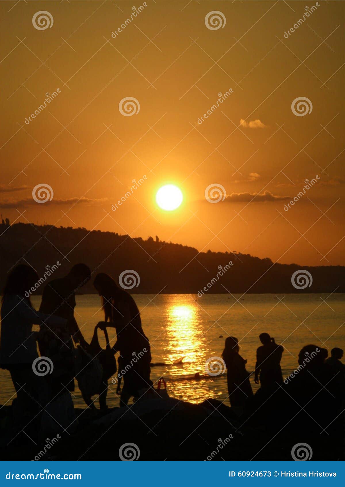 People Watching Sunrise Over the Sea Stock Image - Image of hill, july ...