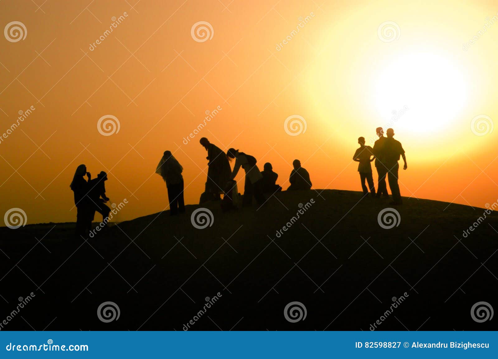 People Watching the Sunset in the Sahara Desert Stock Image - Image of ...