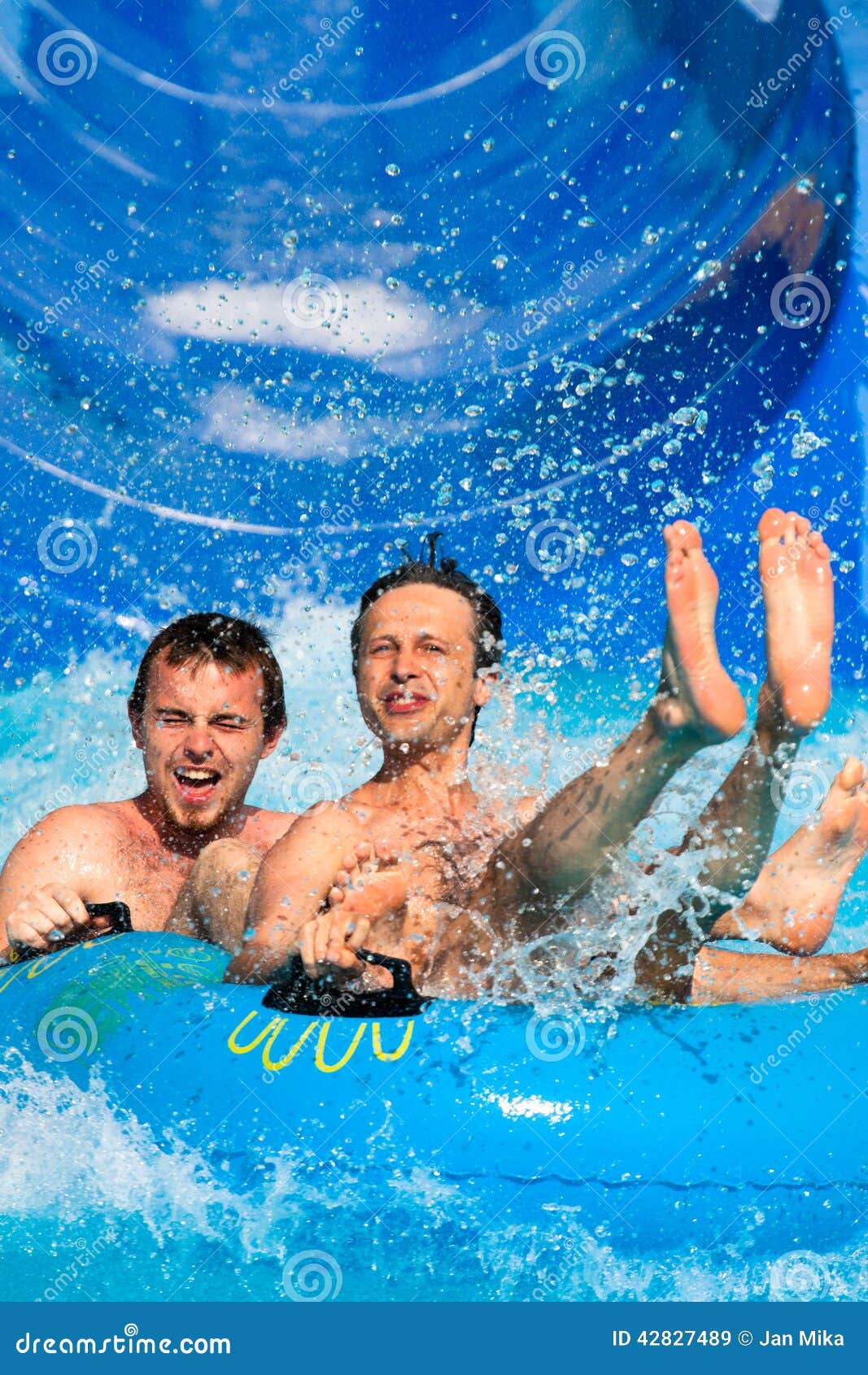People Water Slide at Aqua Park Stock Image - Image of motion, energy ...