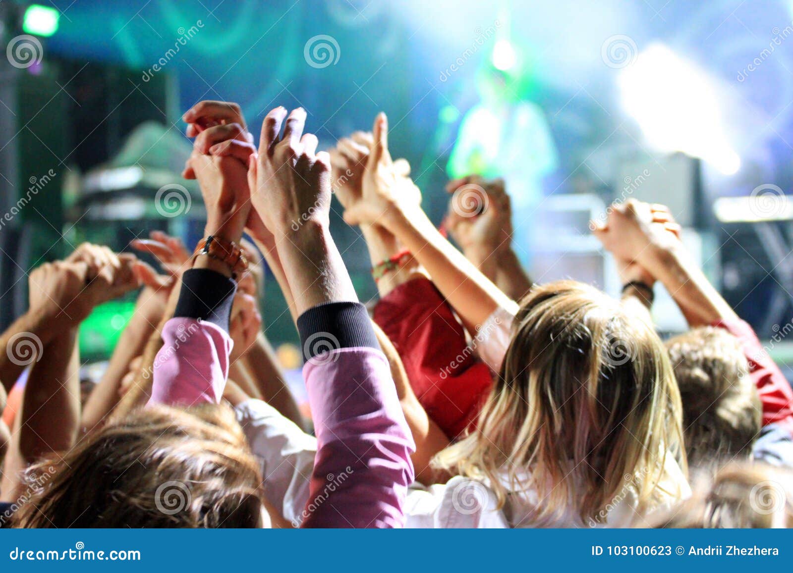 People Waving Hands at a Concert Stock Image - Image of event, time ...