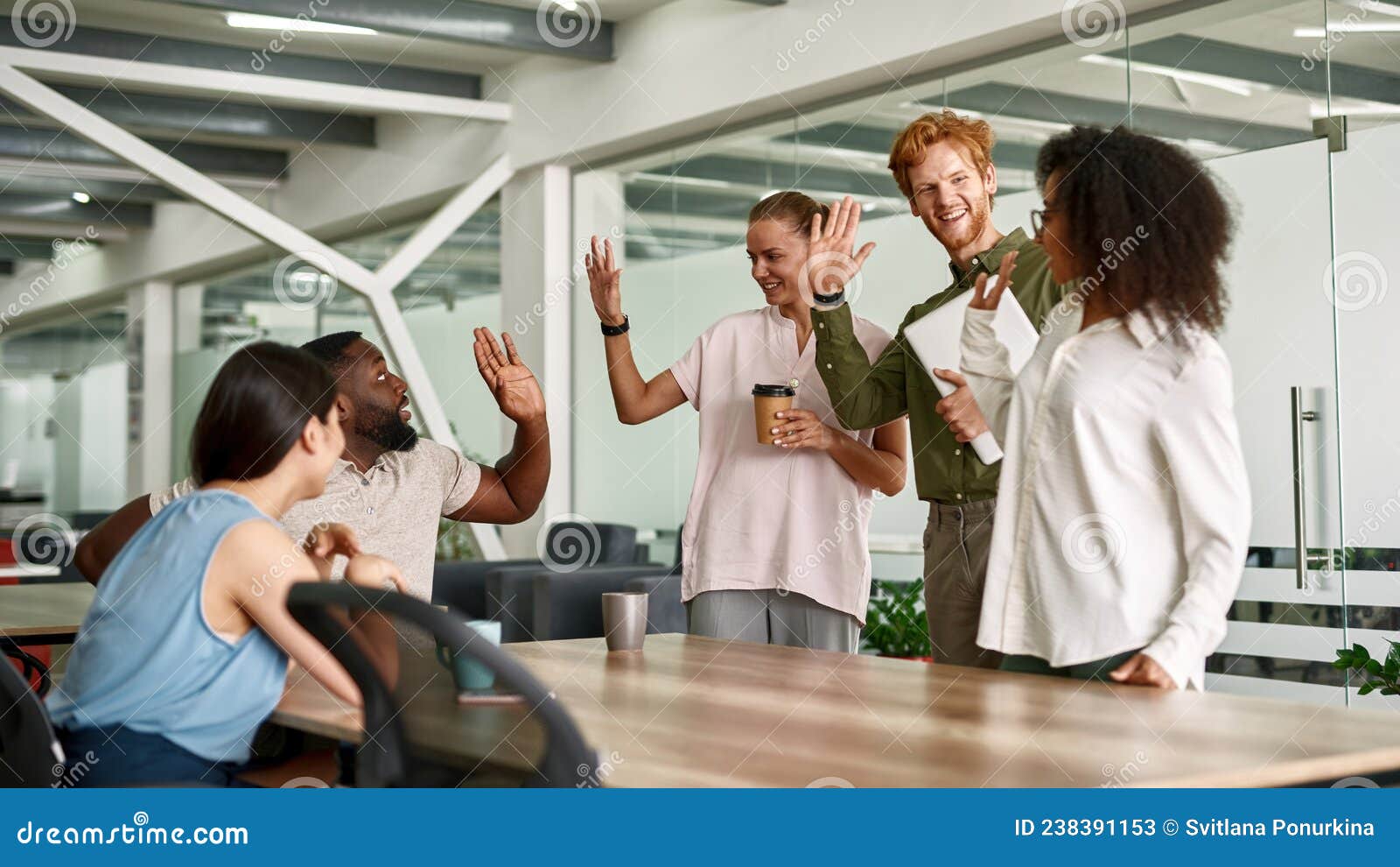 People Waving Hands and Giving Five Each Other Stock Image - Image of ...