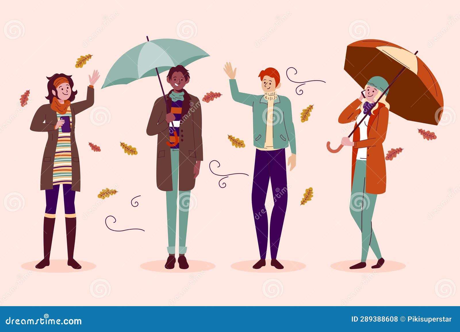 People Wearing Autumn Clothes Vector Design Stock Illustration ...