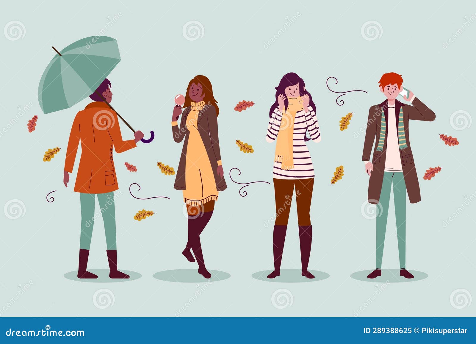 People Wearing Autumn Clothes Vector Design Stock Vector - Illustration ...