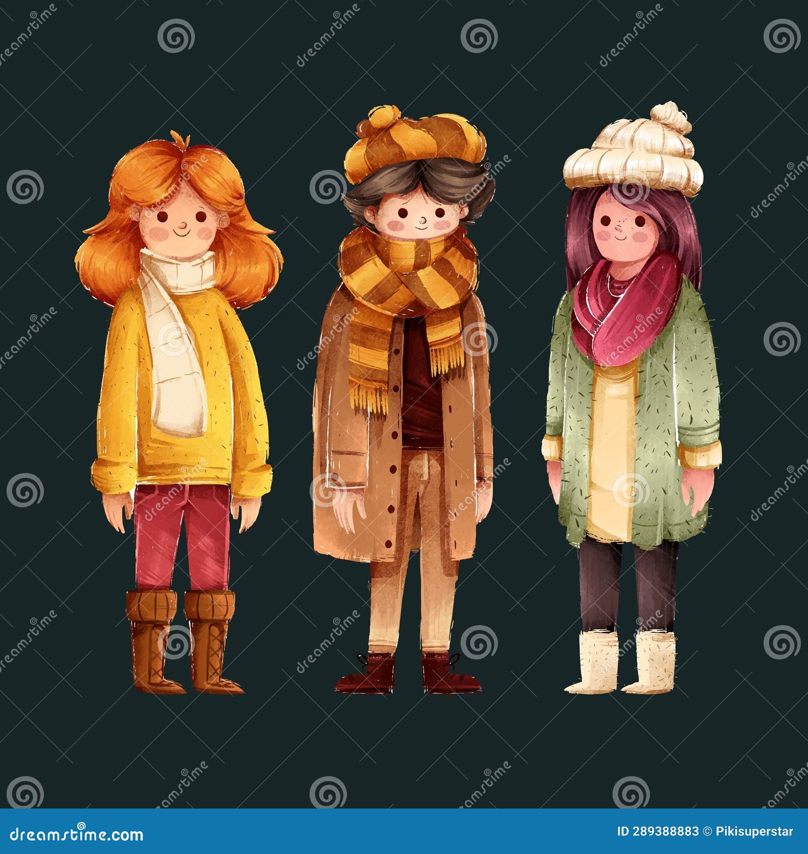 People Wearing Autumn Clothes Vector Design Stock Vector - Illustration ...
