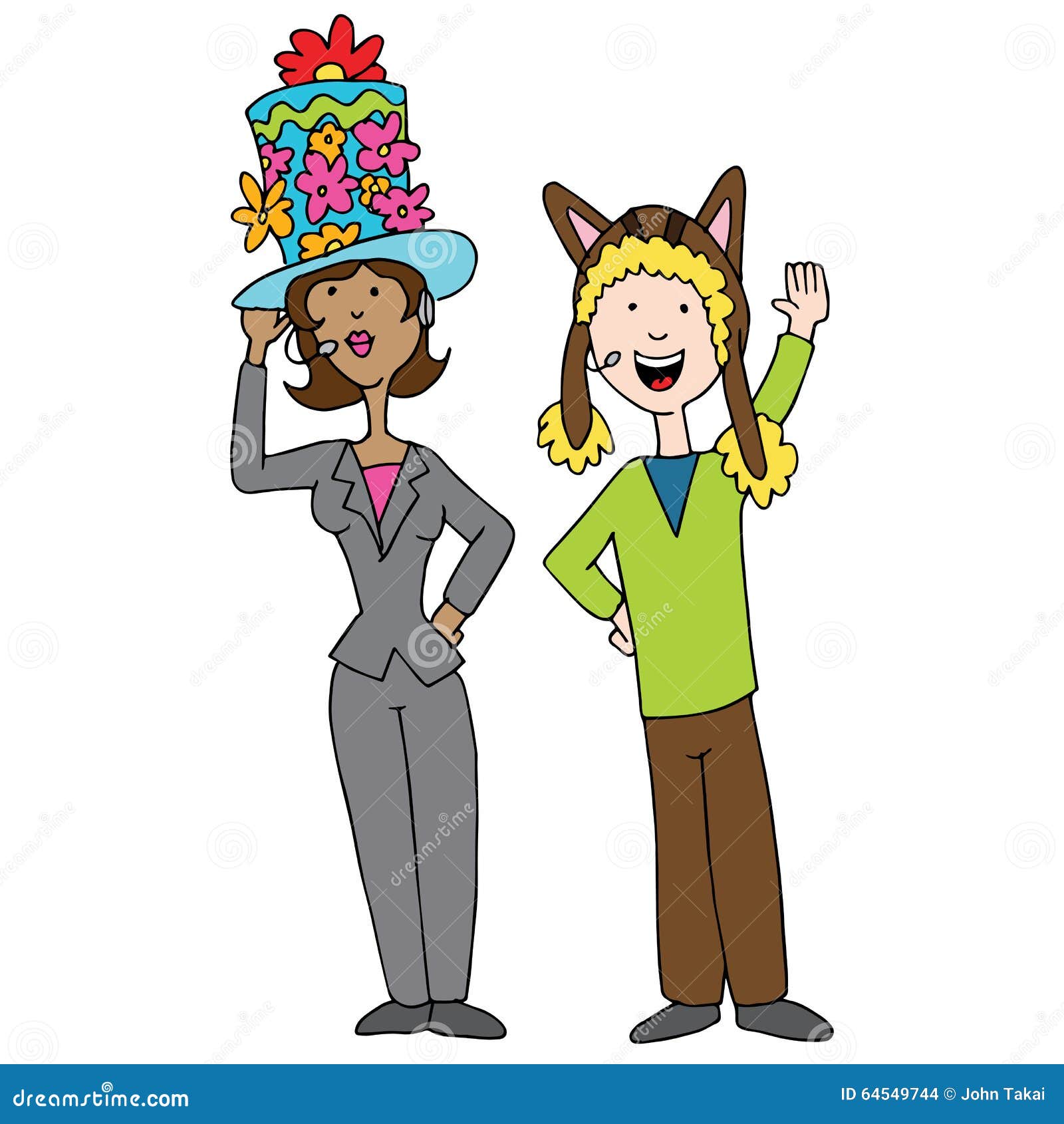 People Wearing Funny Hats stock vector. Illustration of cartoon - 64549744