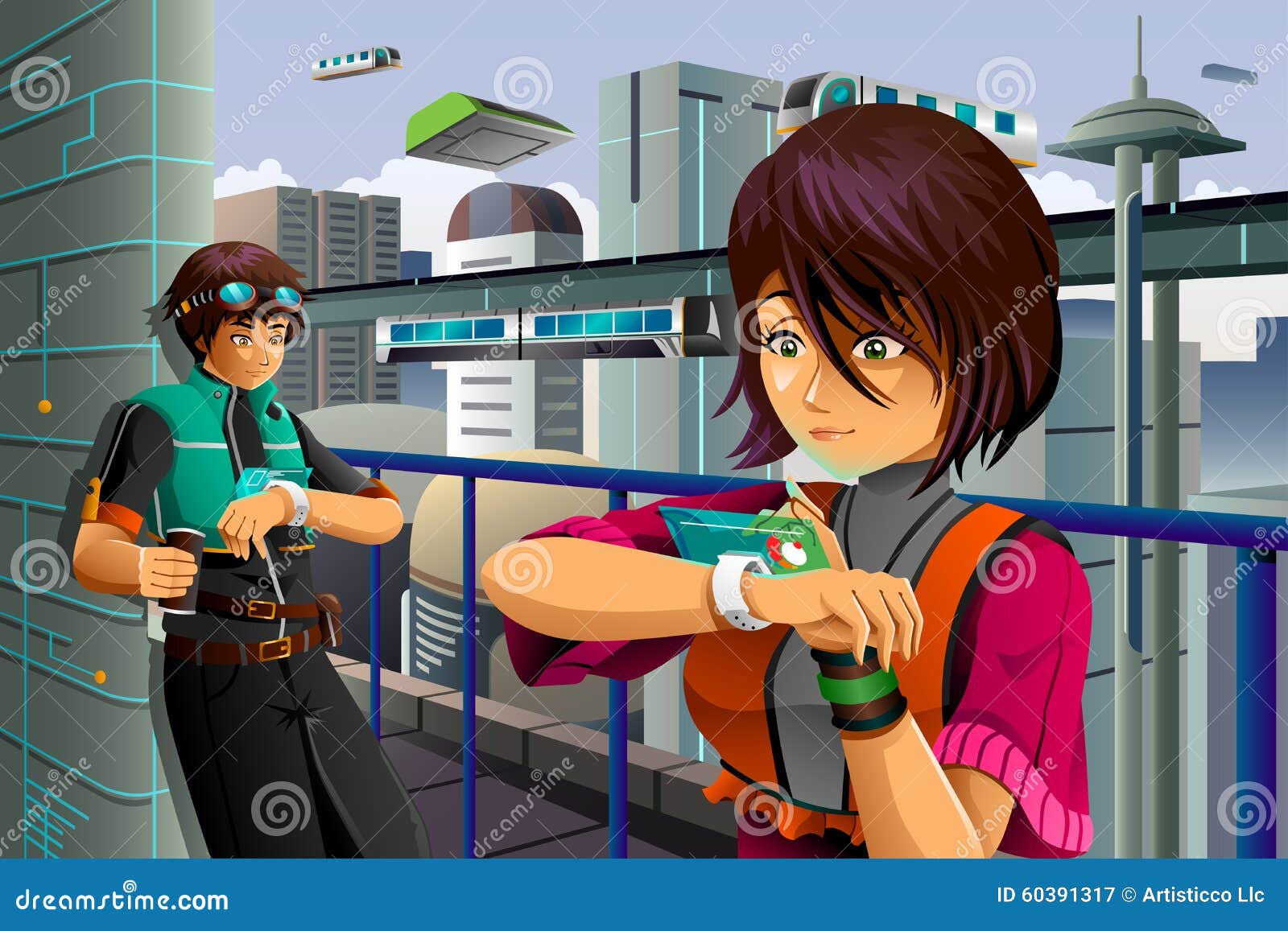 People Wearing High Tech Watch Stock Vector - Illustration of modern ...