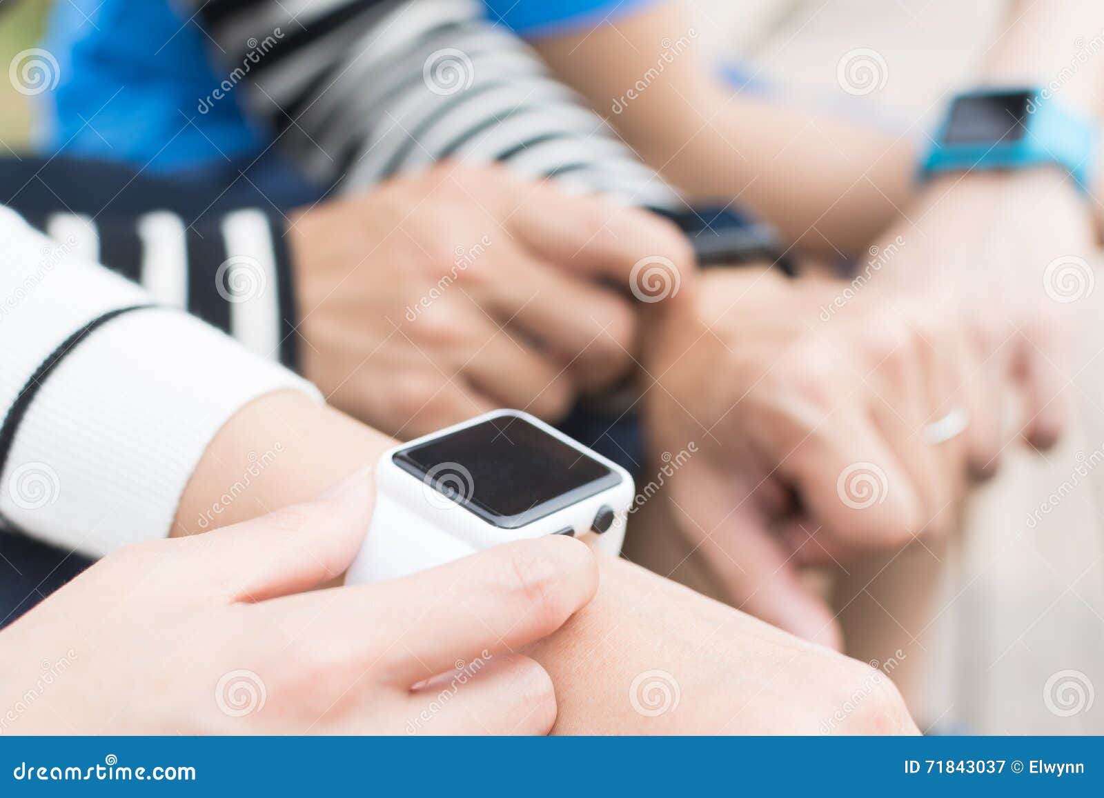 People wearing smartwatch stock image. Image of people - 71843037
