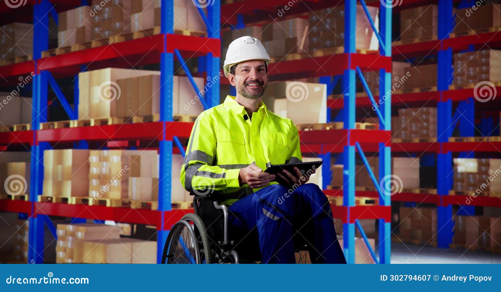 People in Wheelchair Doing OSHA Inspection Stock Image - Image of shelf ...