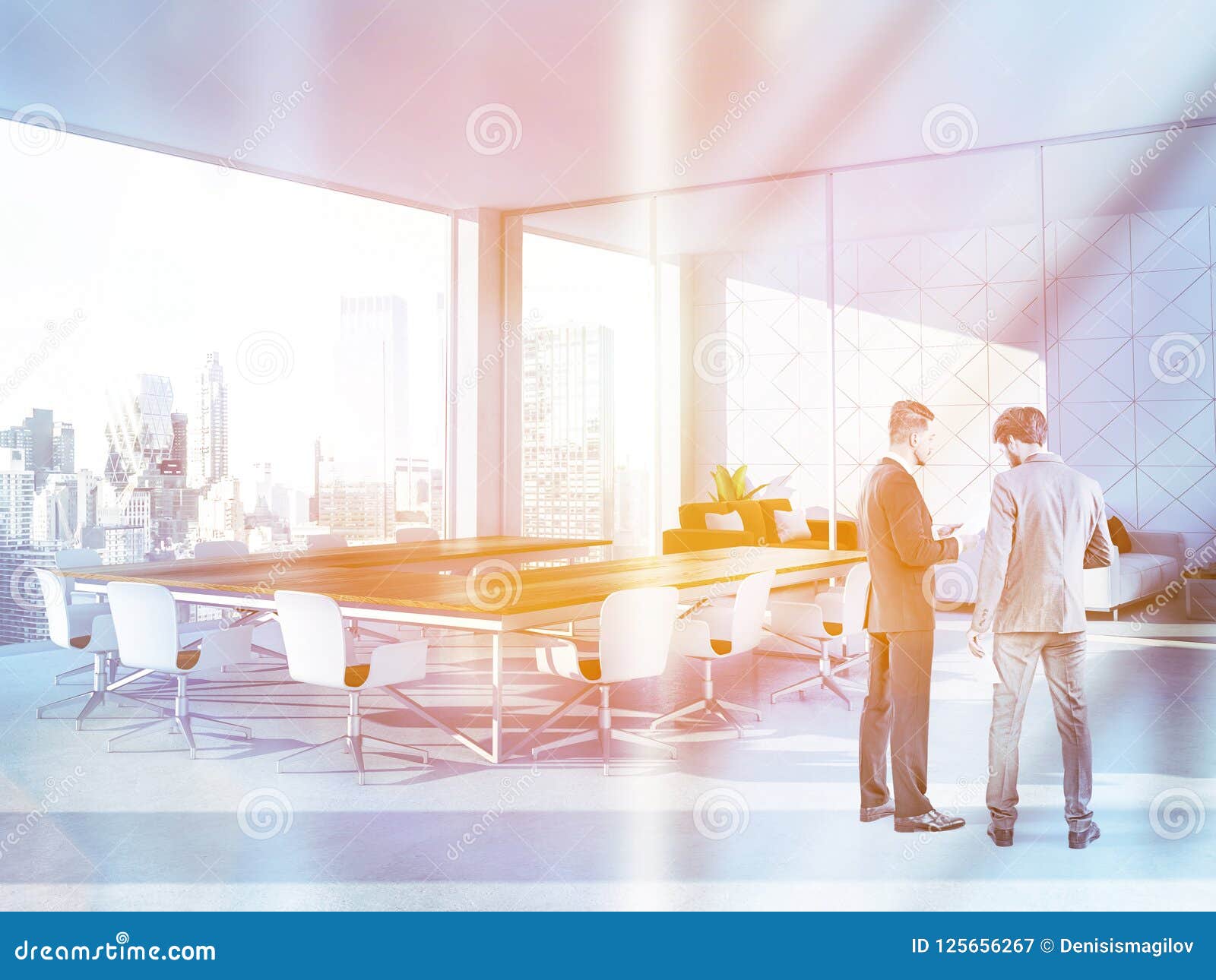 People in White Triangle Tile Conference Room Stock Image - Image of ...