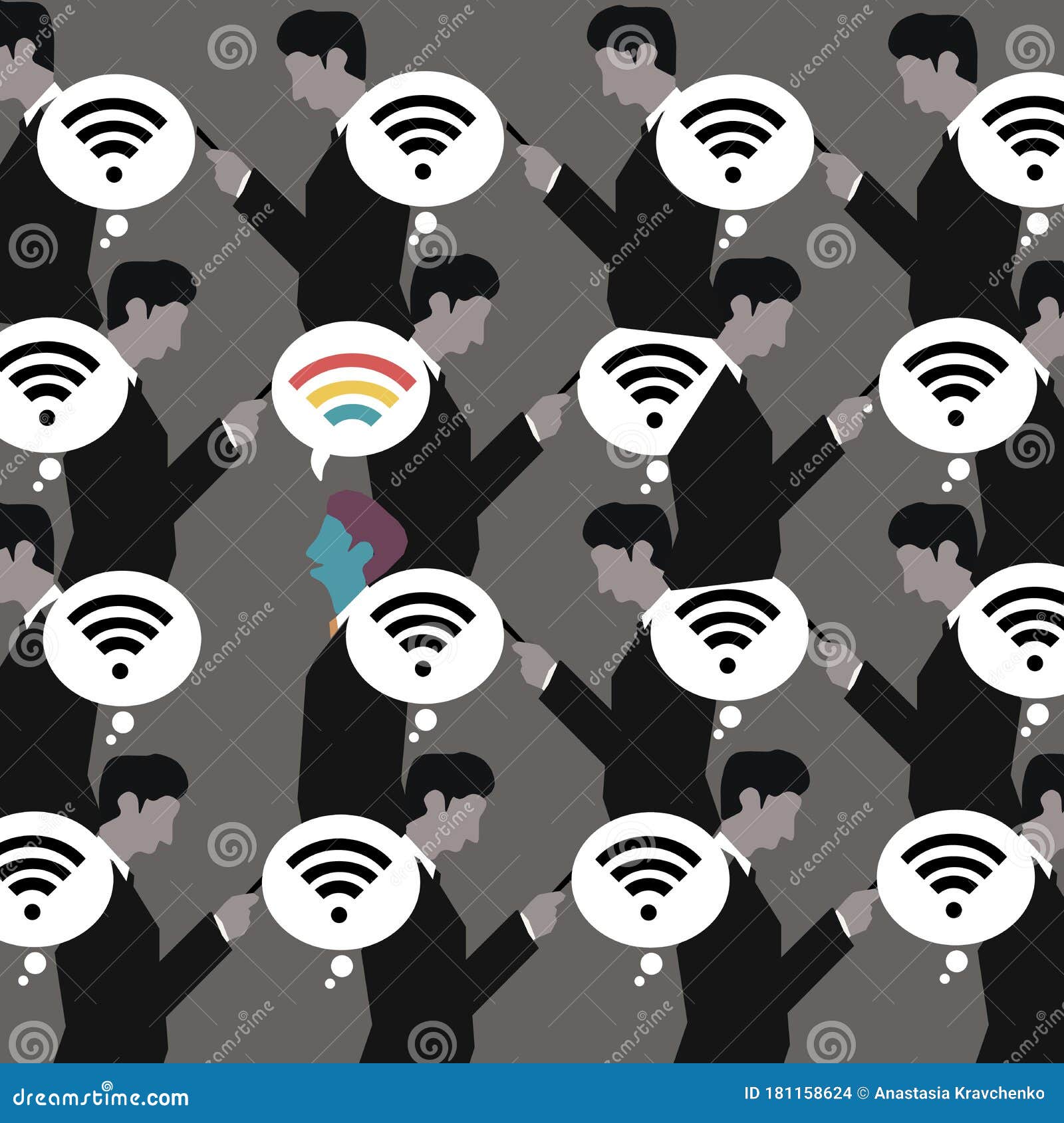 People Wifi Sign, Network Connection. Vector Illustration Be Original ...