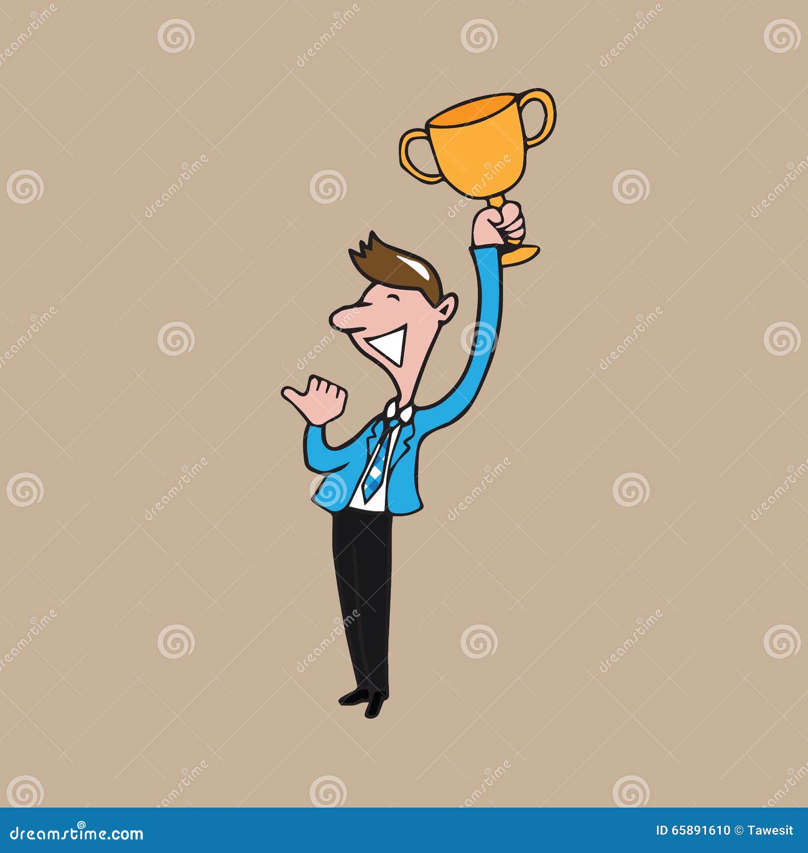 People winner trophy man stock vector. Illustration of happy - 65891610