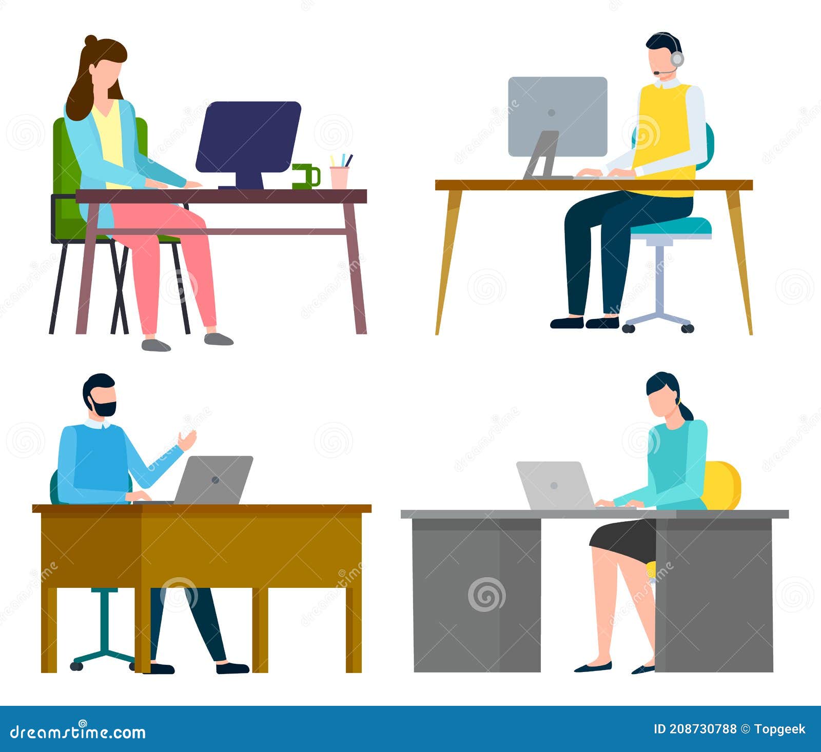 People, Women and Men Sitting at Table and Using Laptops or Computer ...