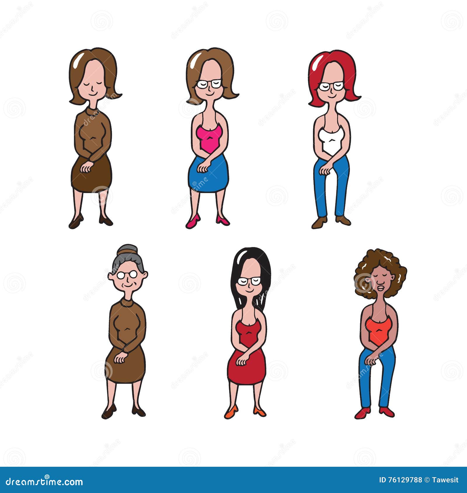 People Women Sitting Cartoon Stock Vector - Illustration of drawing ...